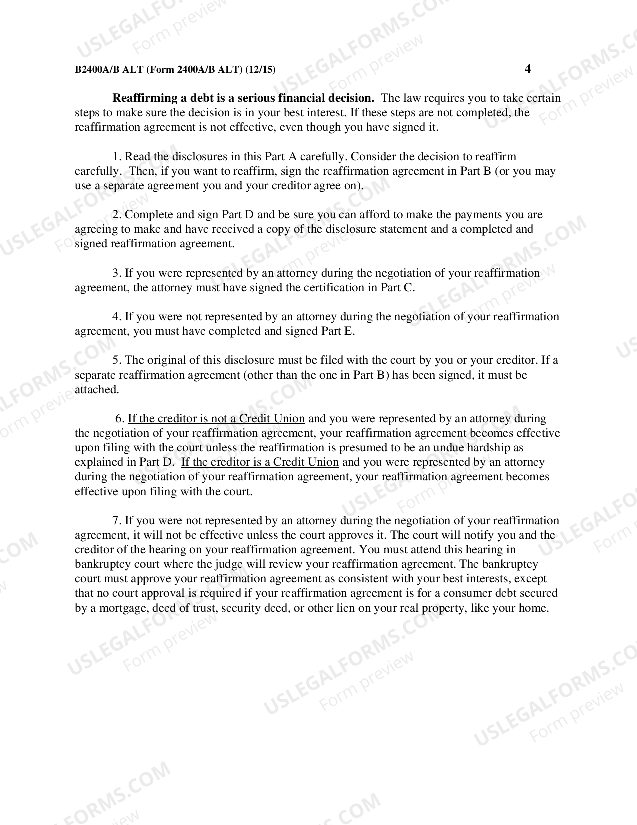 Reaffirmation Agreement | US Legal Forms