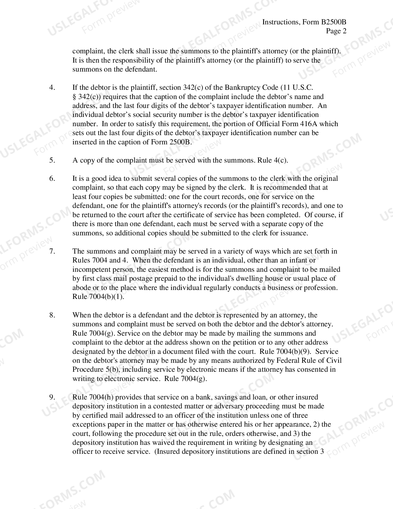 Instructions for Summons and Notice of Pretrial Conference in an ...