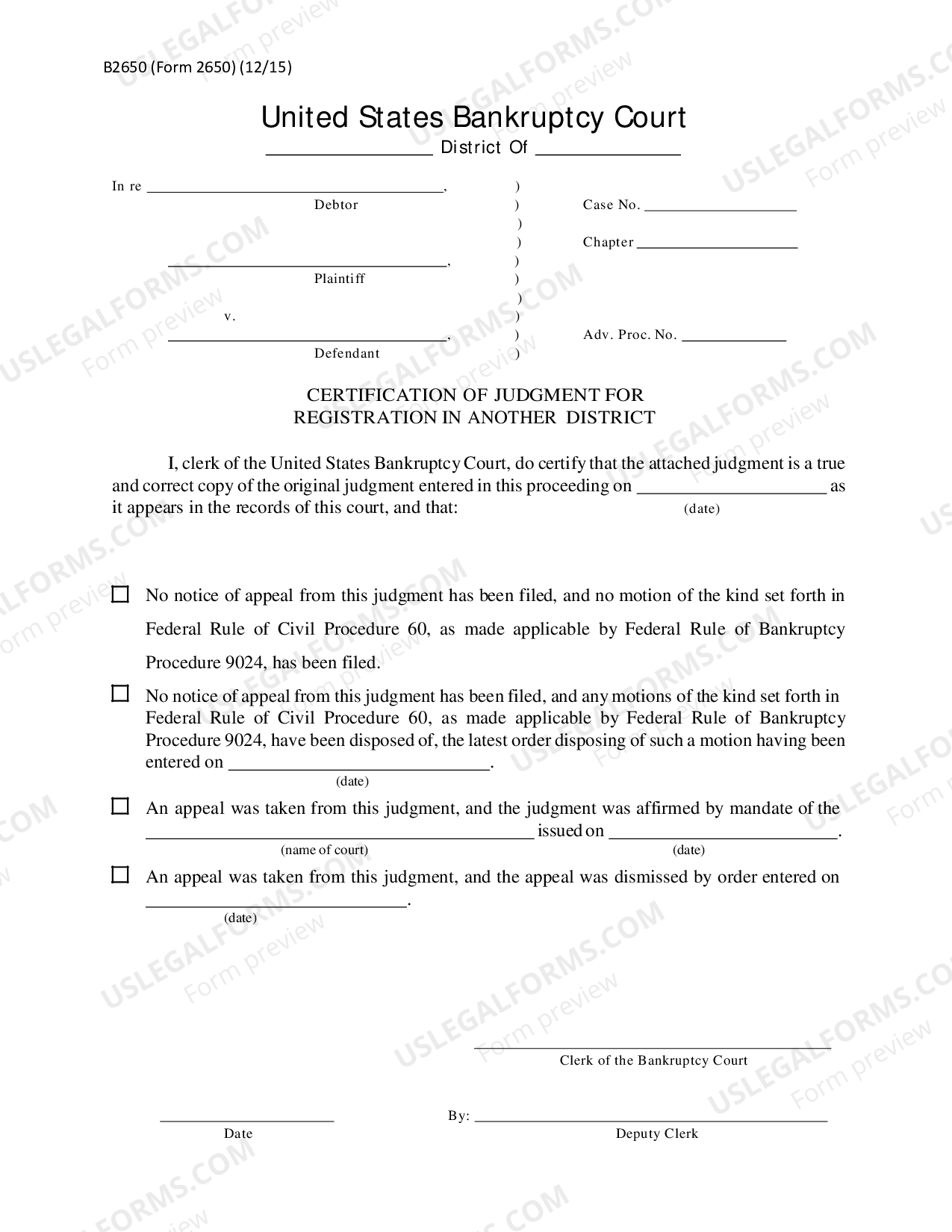 Certification of Judgment for Registration in Another District | US ...