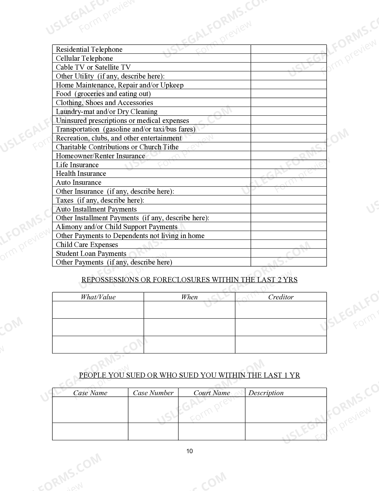 Bankruptcy Client Interview Form | US Legal Forms