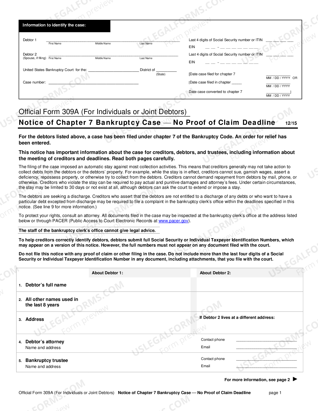 Notice of Chapter 7 Bankruptcy Case - No Proof of Claim Deadline (For ...