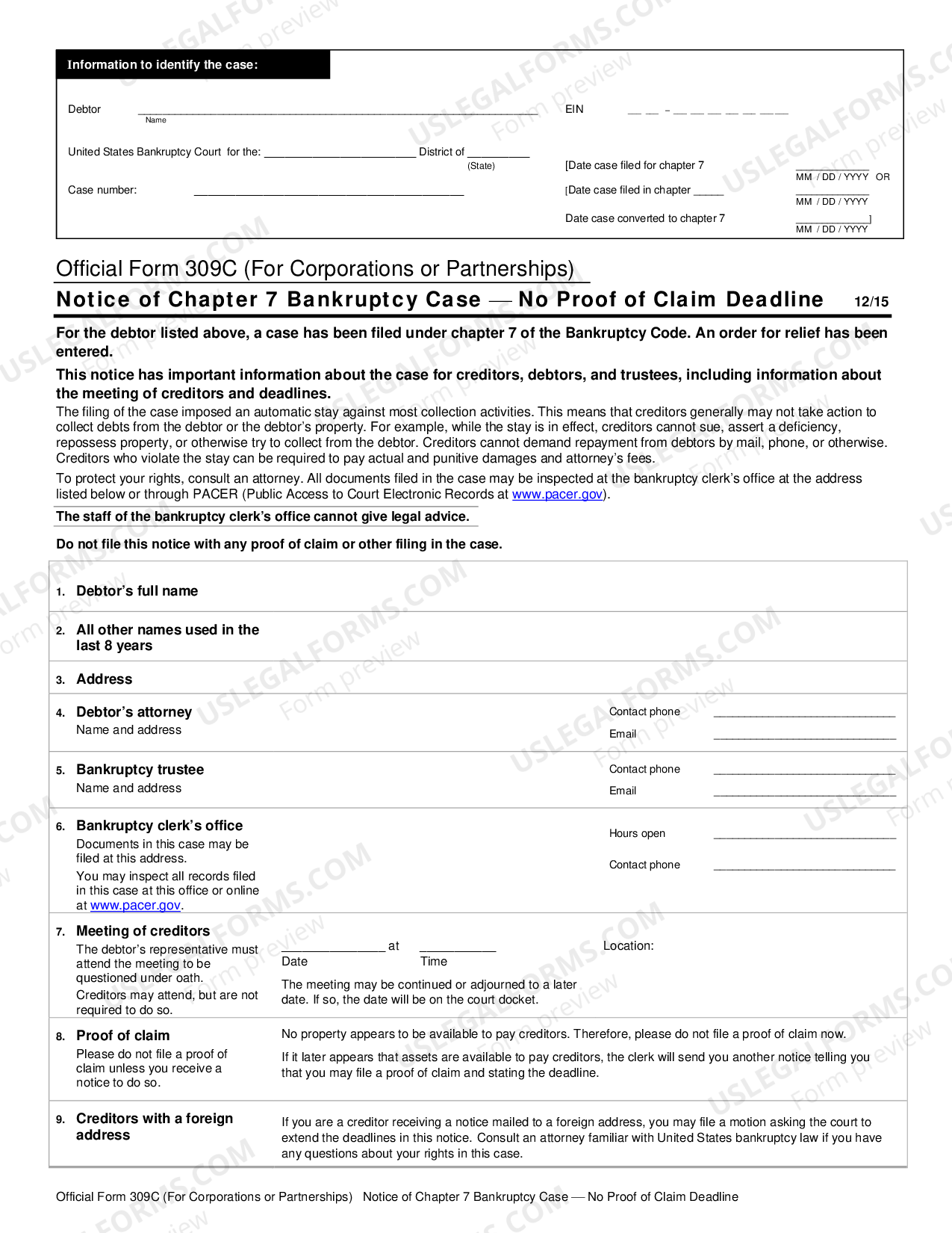 Notice of Chapter 7 Bankruptcy Case - No Proof of Claim Deadline Set ...