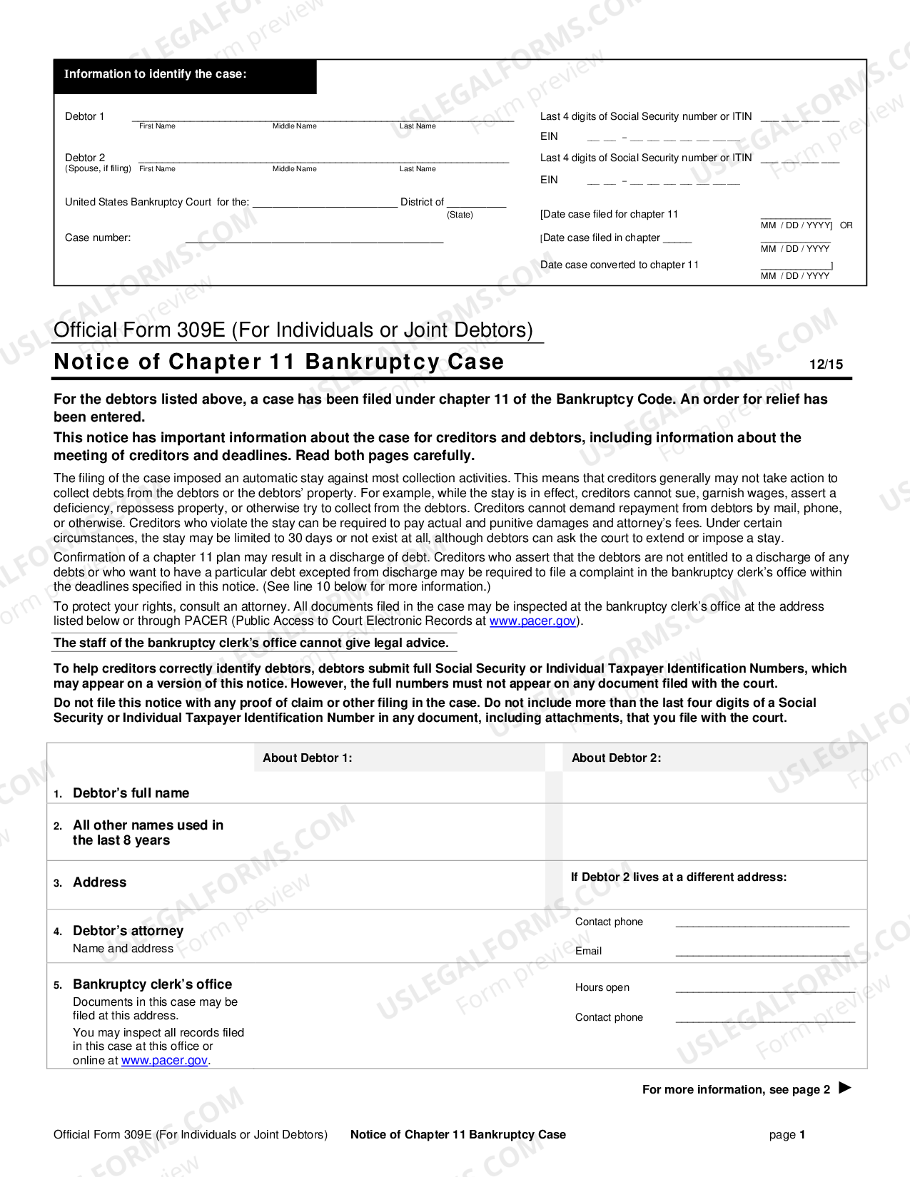 Notice of Chapter 11 Bankruptcy Case (For Individuals or Joint Debtors ...