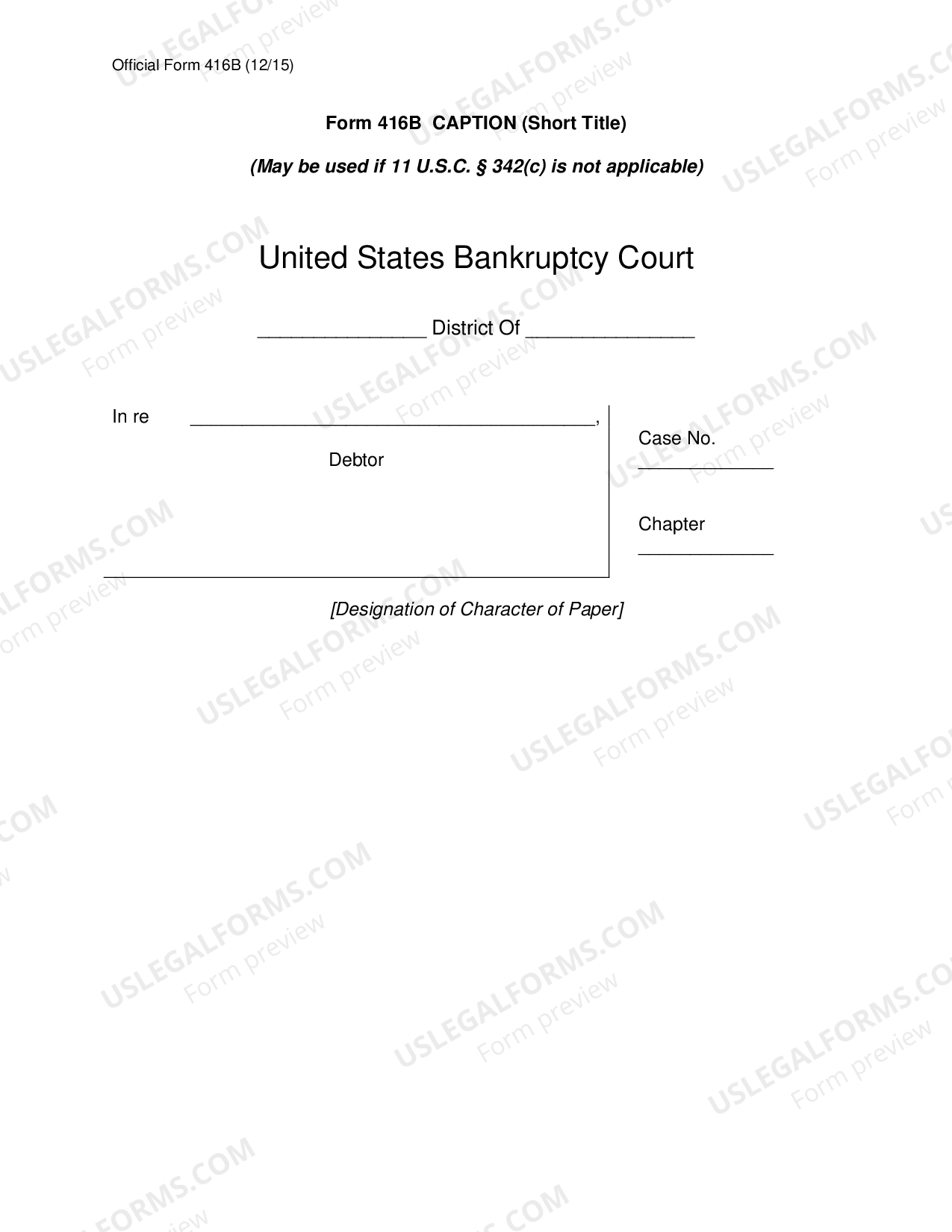 Caption (Short Title) | US Legal Forms