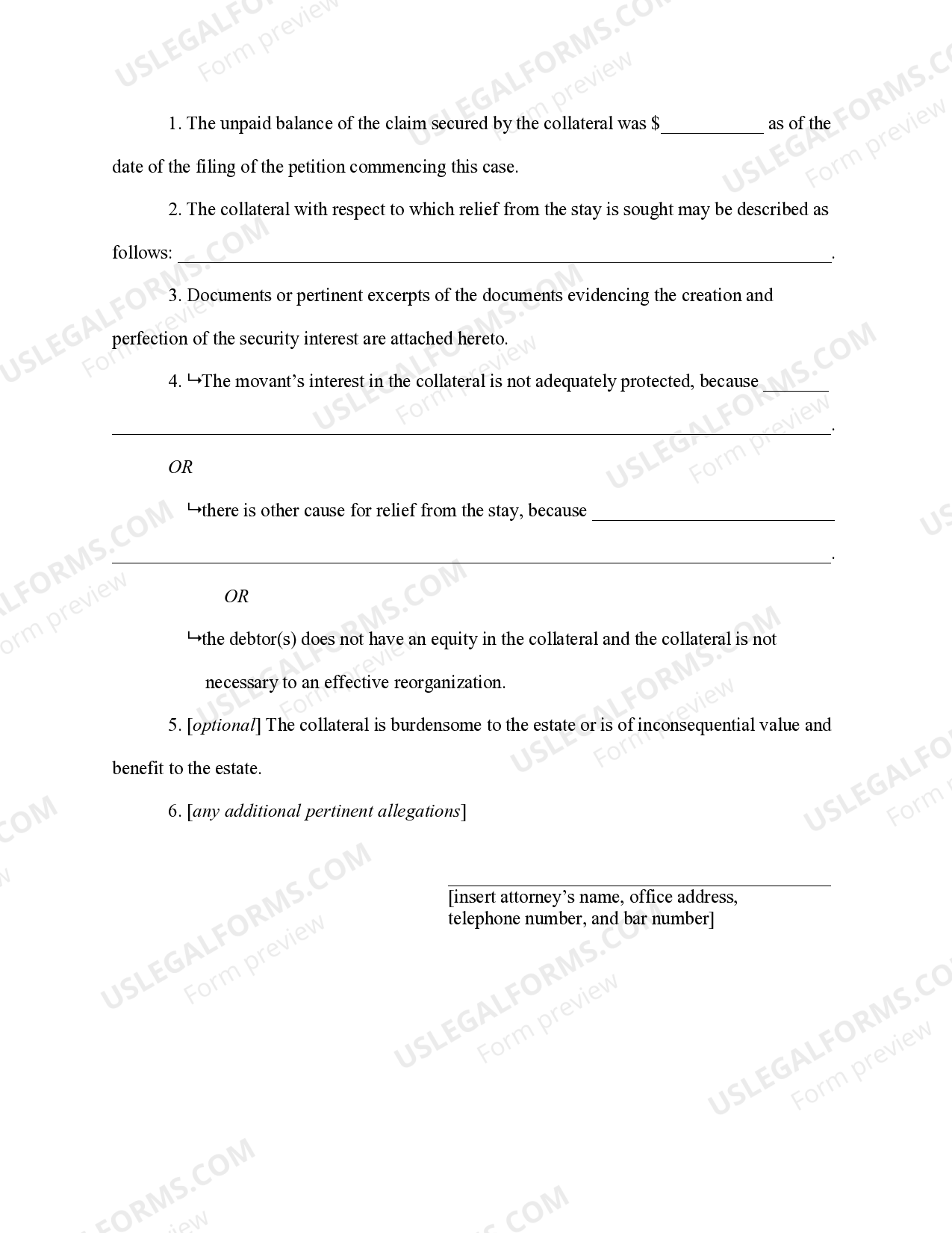 Motion for relief from stay regarding collateral - Stay Notice Order ...