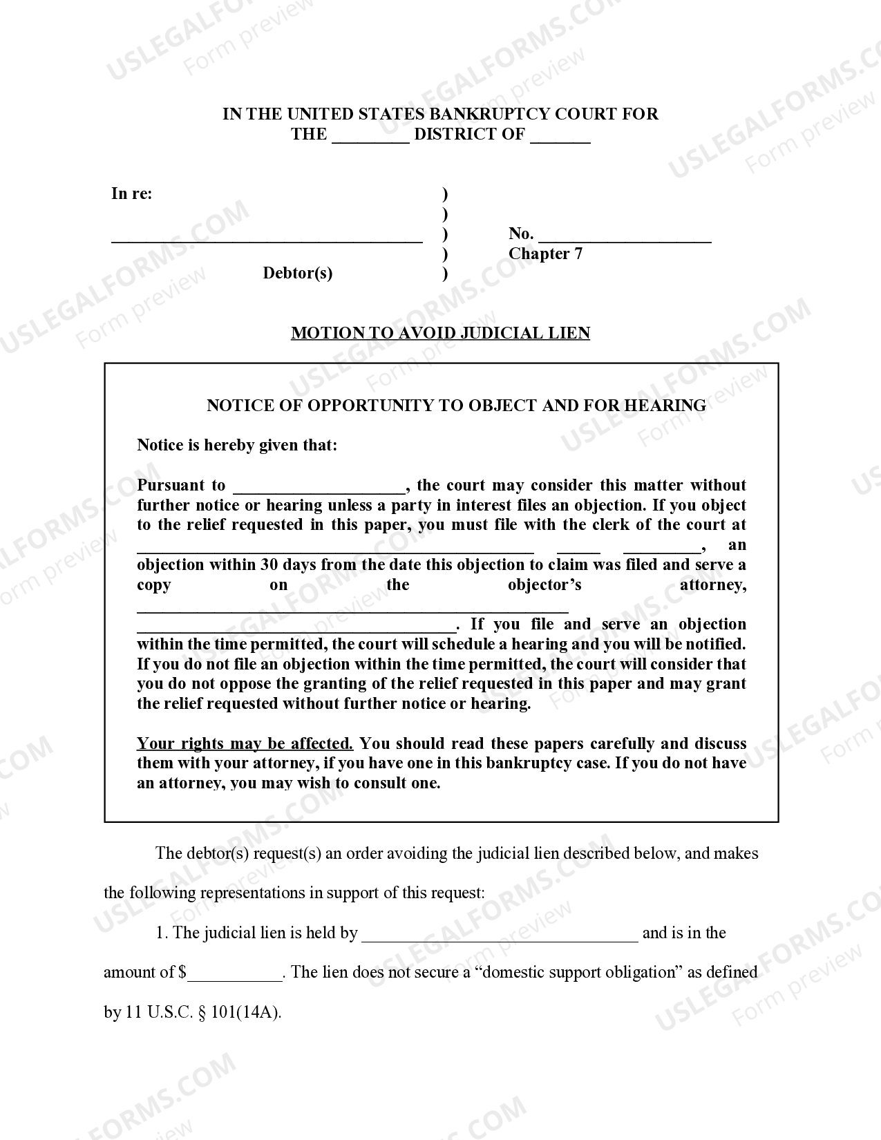 Motion to avoid judicial lien - passive notice - Avoid Lien Order | US ...