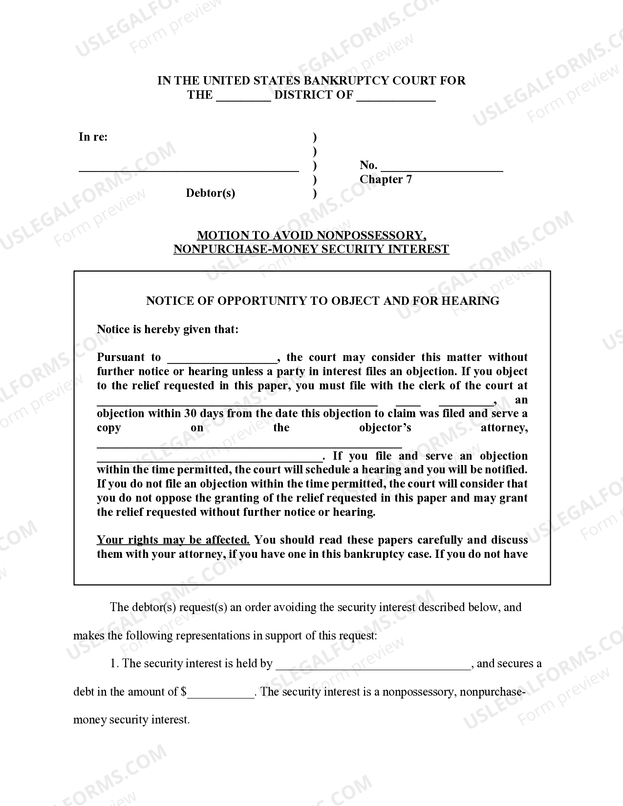 Motion to avoid nonpossessory nonpurchase-money security interest ...