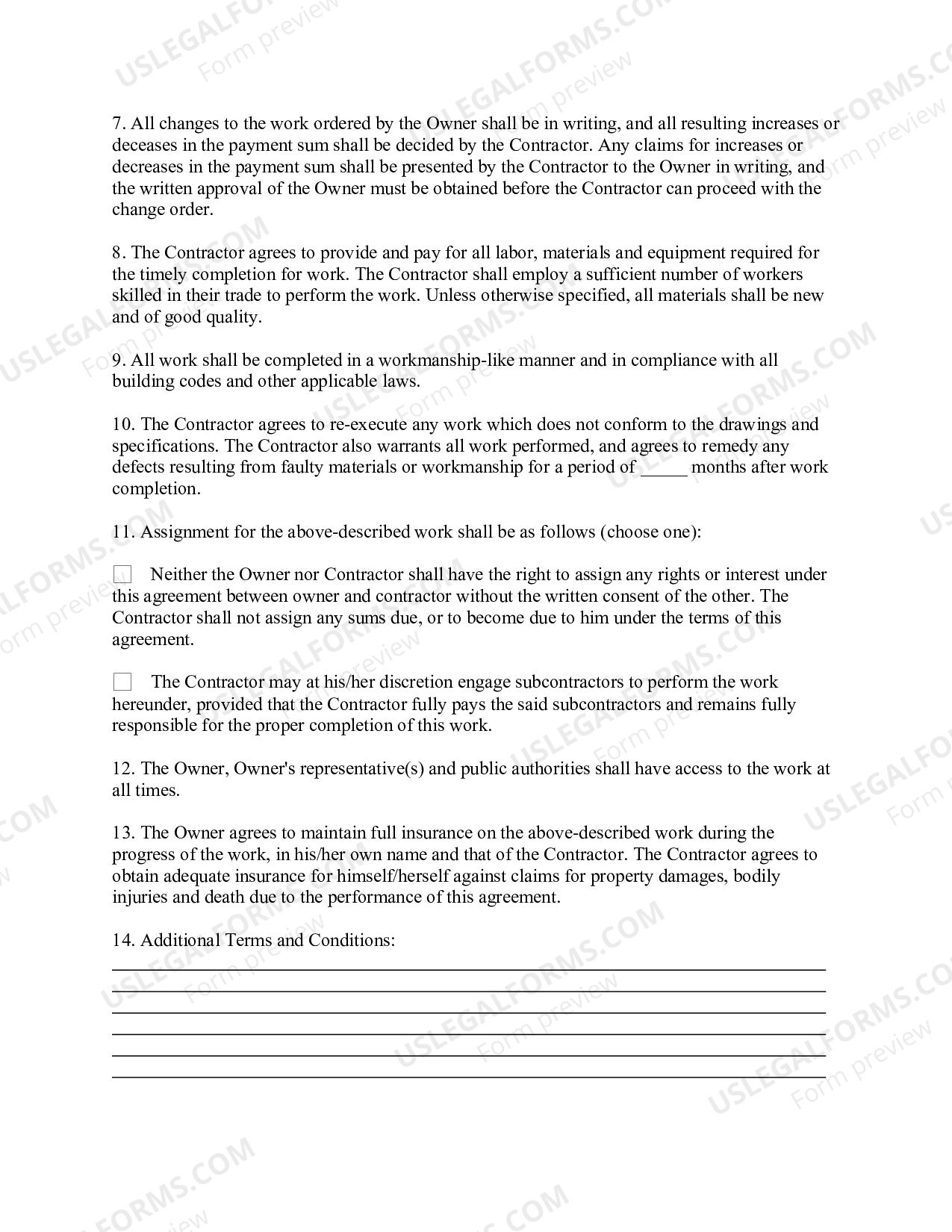 Agreement Between Owner and Contractor | US Legal Forms