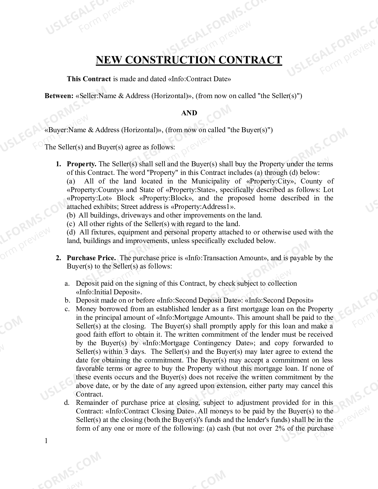 New Construction Contract | US Legal Forms