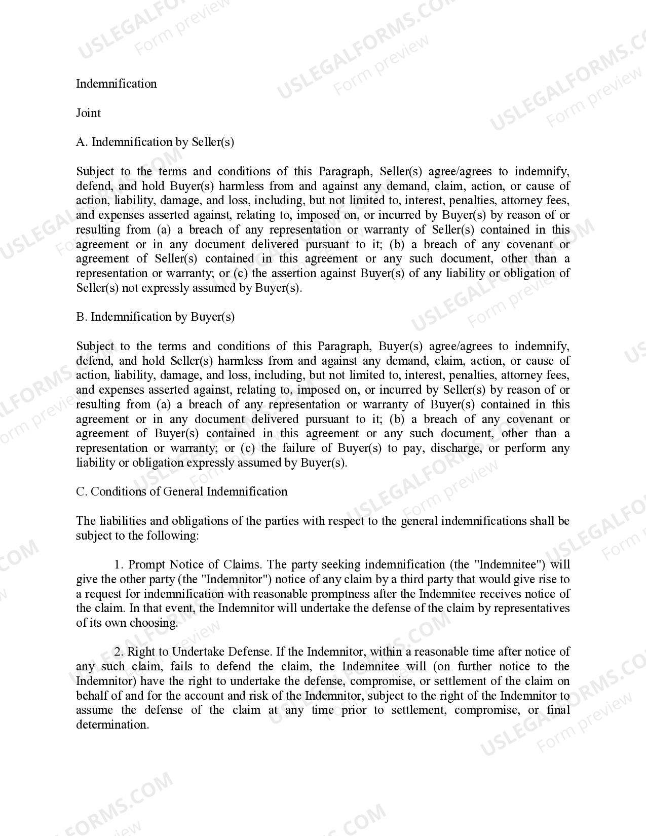 Indemnification Clauses: Contract for Real Property | US Legal Forms