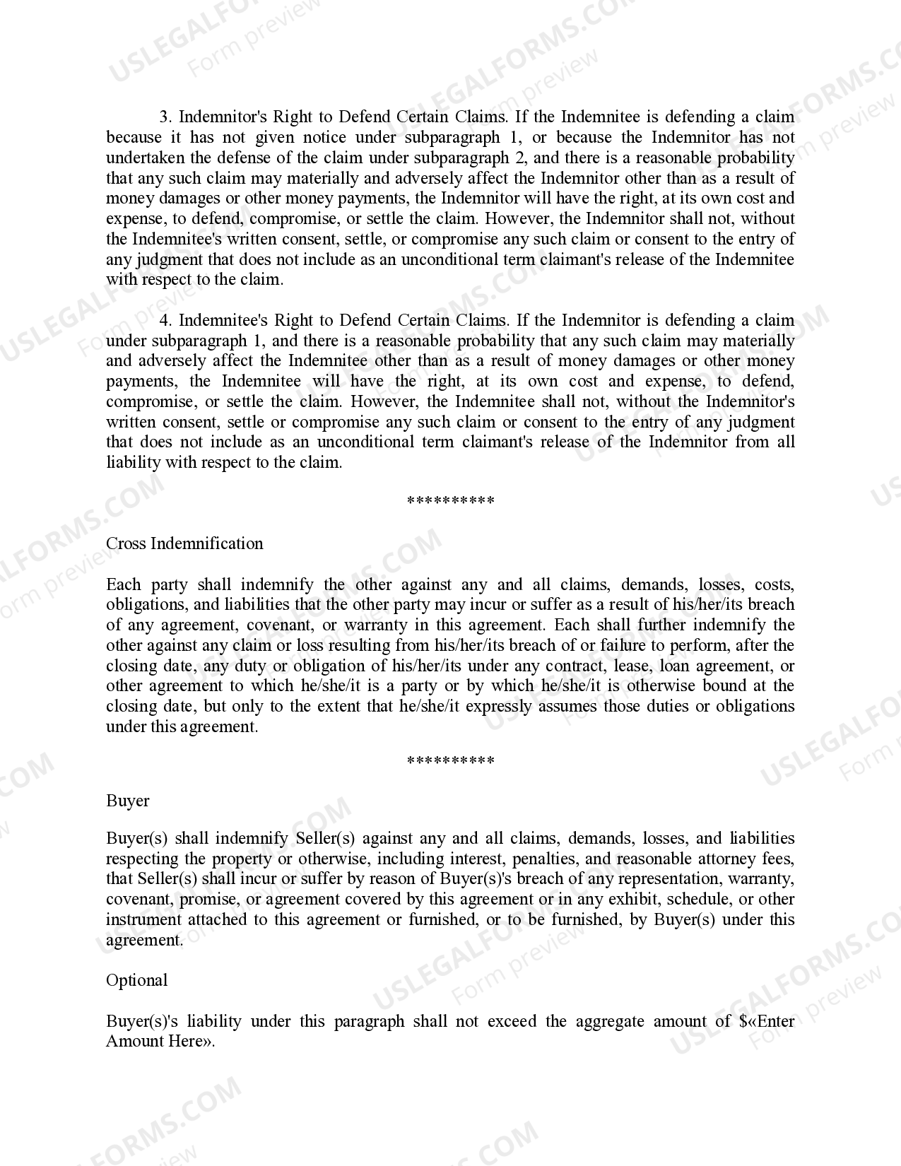 Indemnification Clauses: Contract for Real Property | US Legal Forms