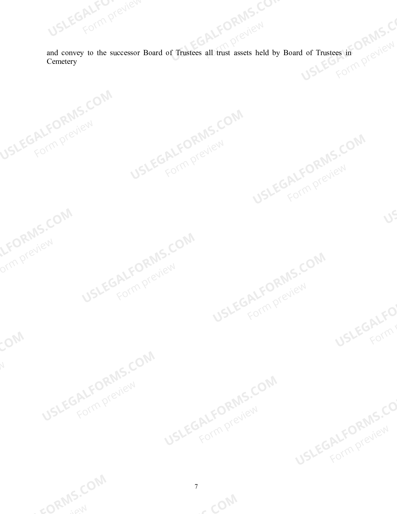 Preneed Endowment Care Cemetery Trust Agreement - Board of Trustees ...