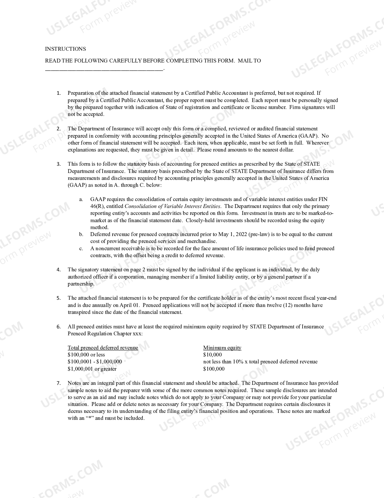 Preneed Certificate of Authority Confidential Annual Financial ...