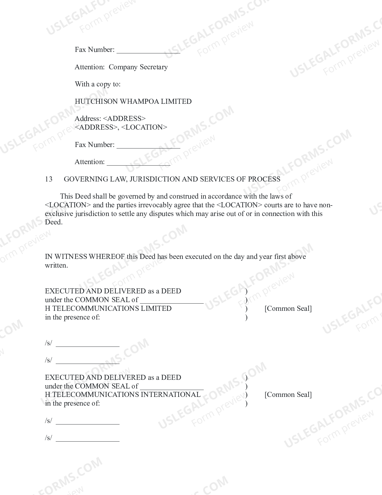Deed of Tax Indemnity | US Legal Forms