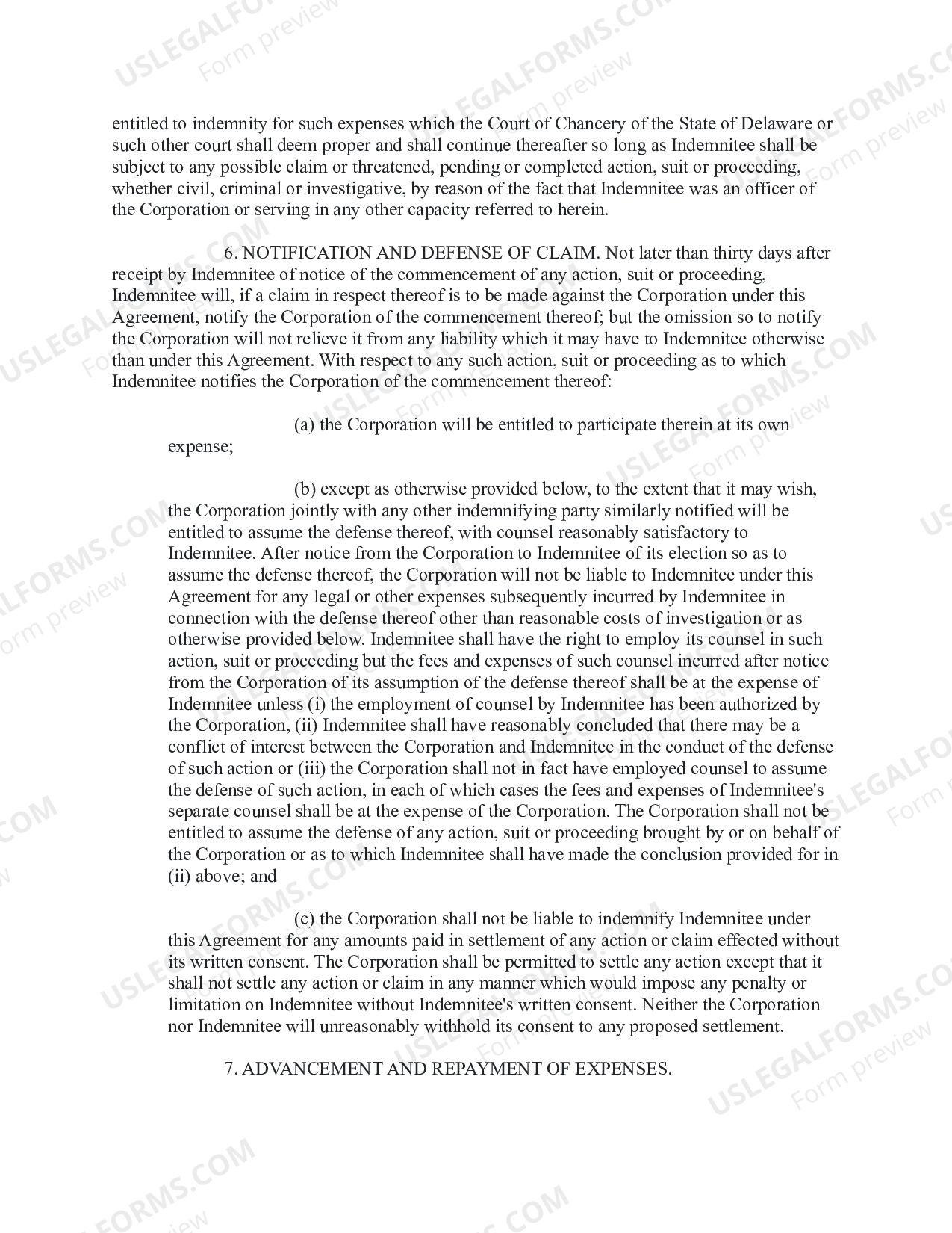 Executive and Director Indemnity Agreement | US Legal Forms