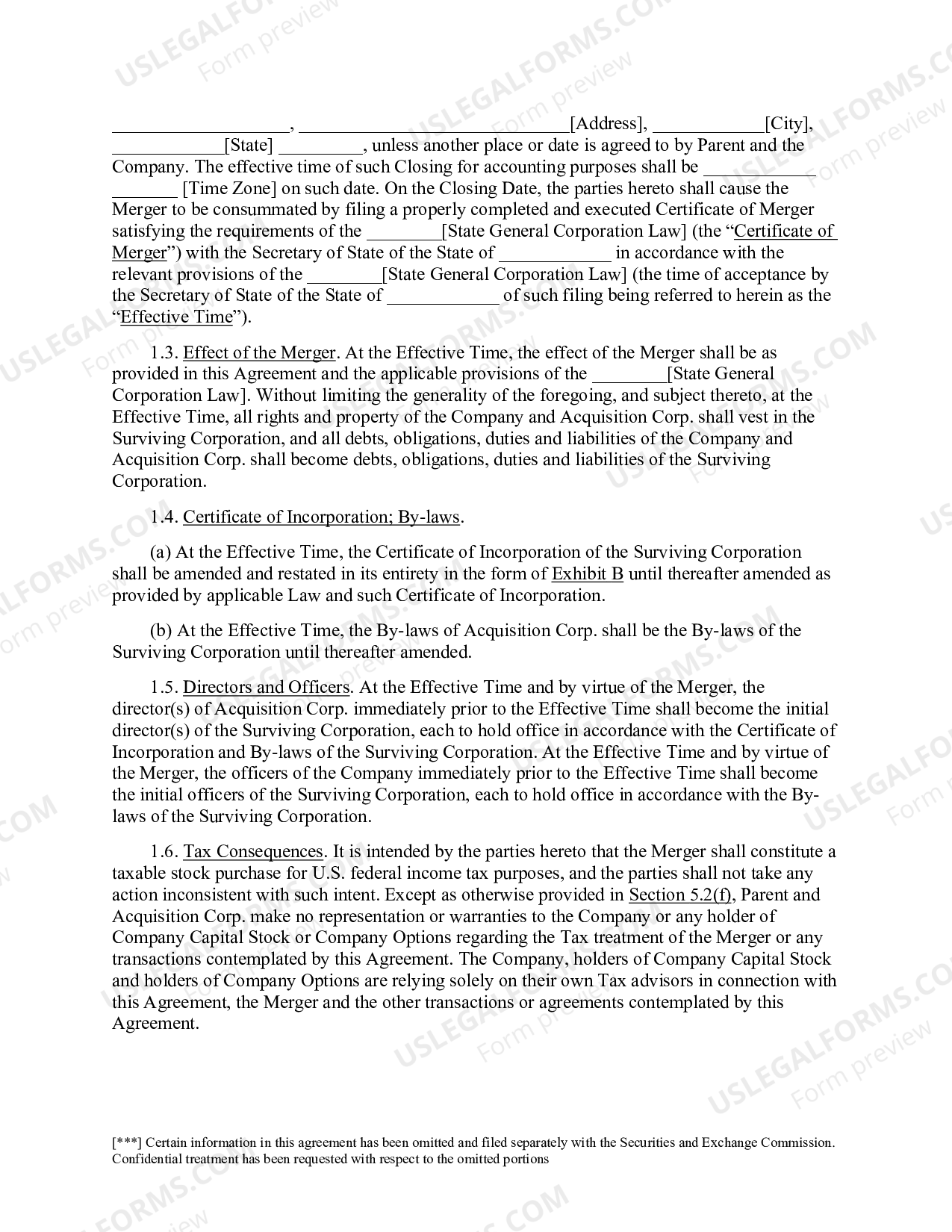 Agreement and Plan of Merger | US Legal Forms