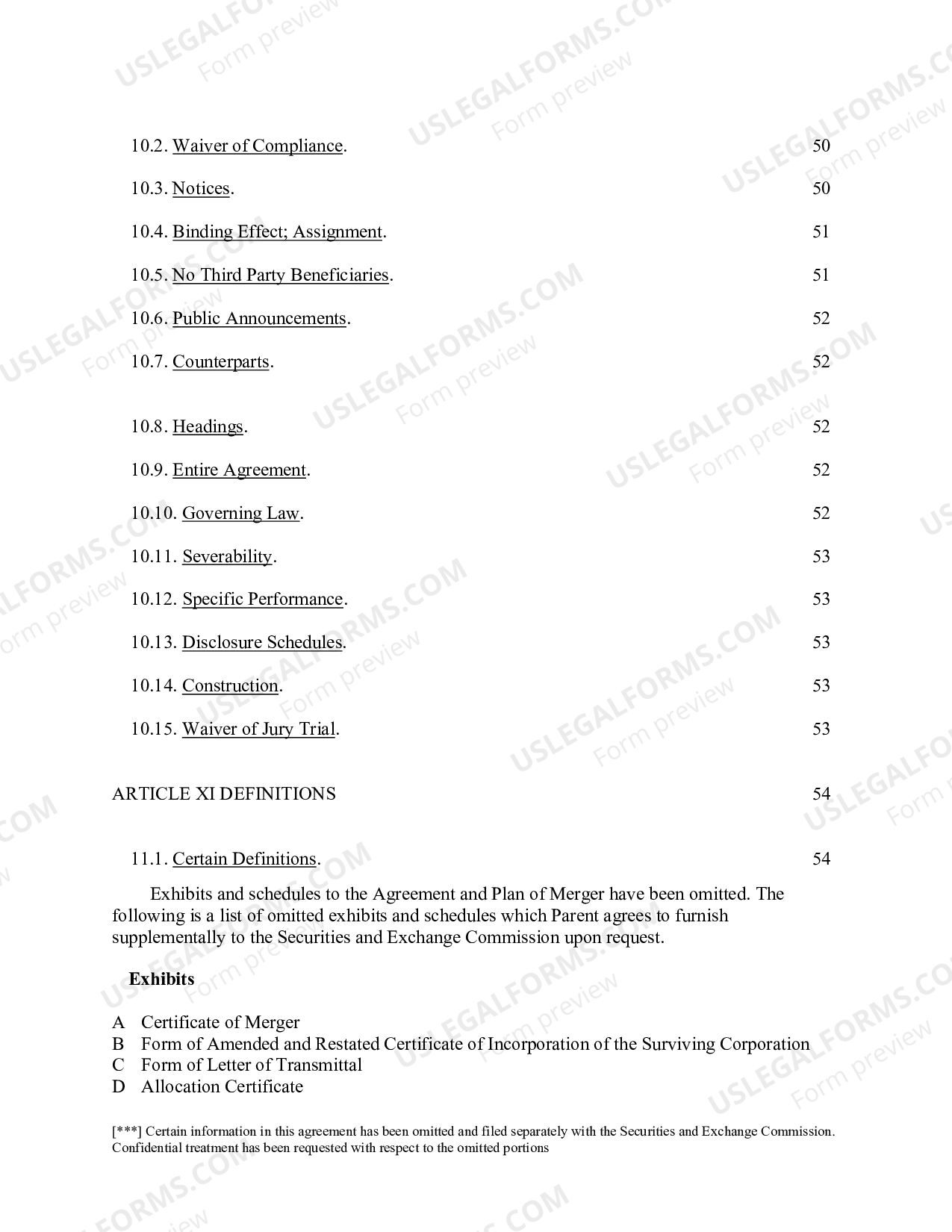Agreement and Plan of Merger | US Legal Forms