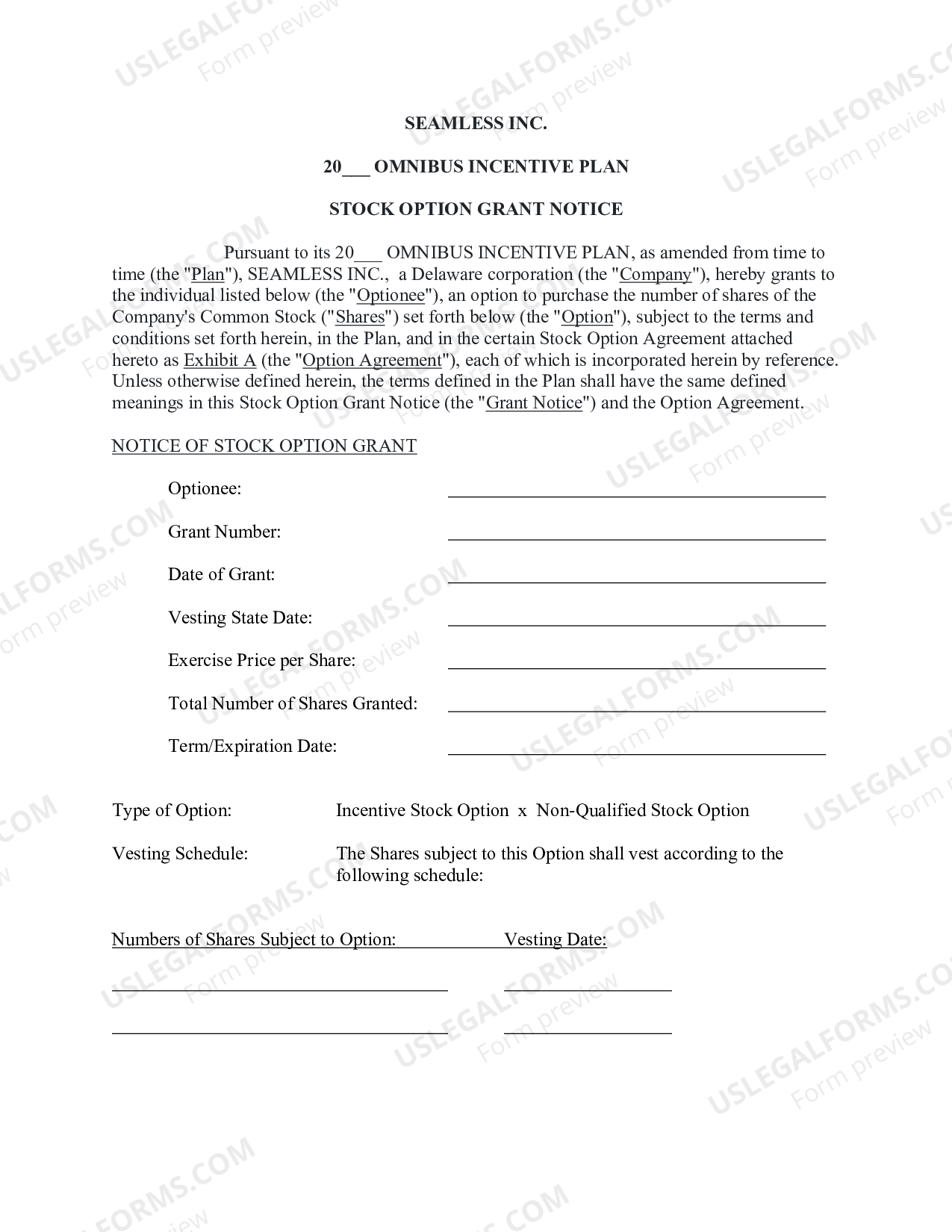 Stock Option Grant Notice - Including Stock Option Agreement And ...