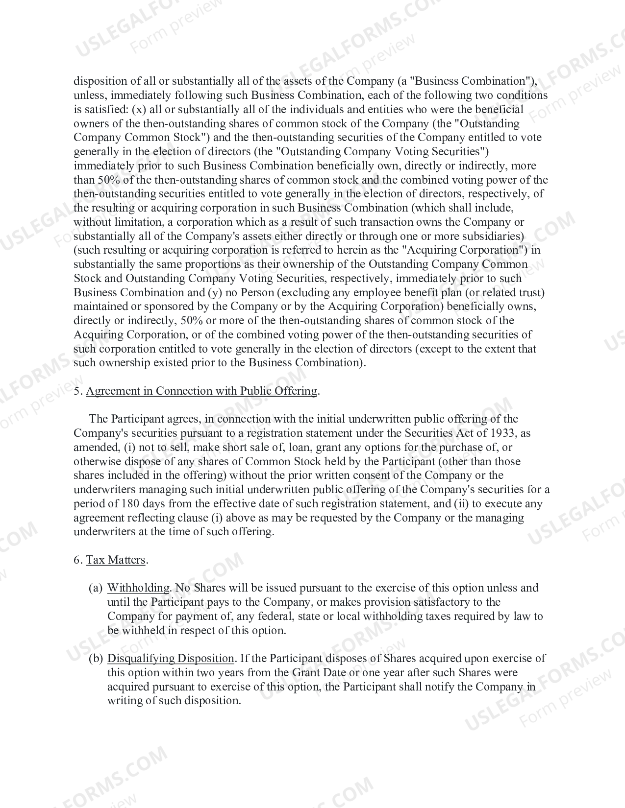 Incentive Stock Option Agreement | US Legal Forms