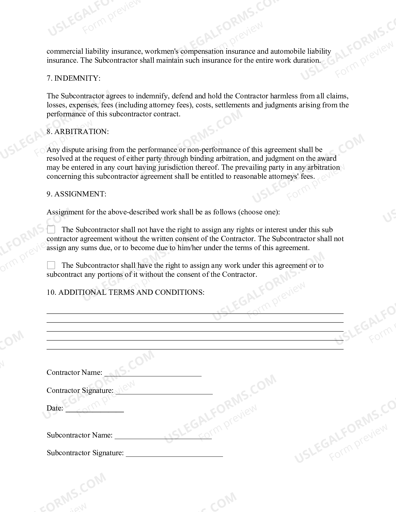 Basic Subcontractor Agreement | US Legal Forms