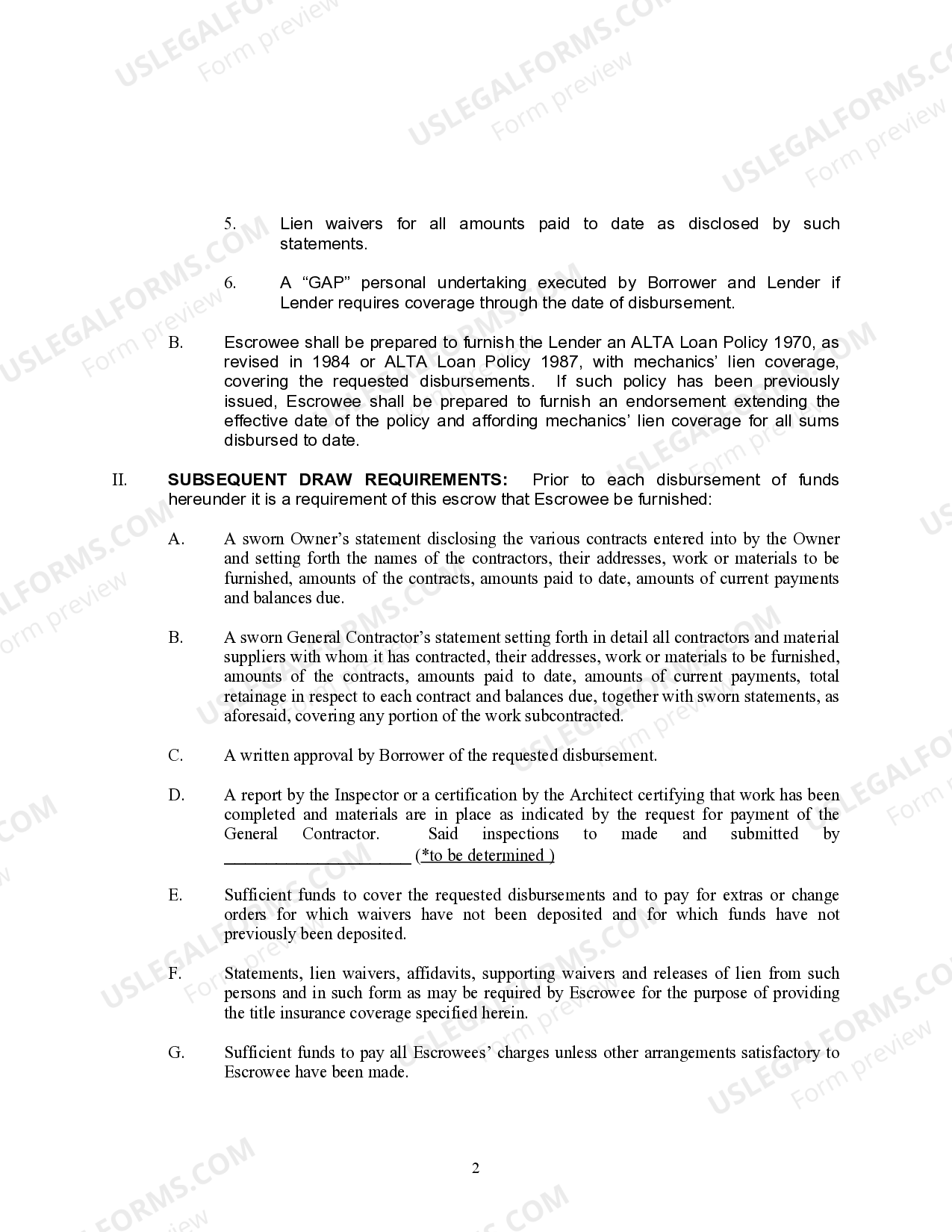 Construction Loan Escrow Agreement | US Legal Forms