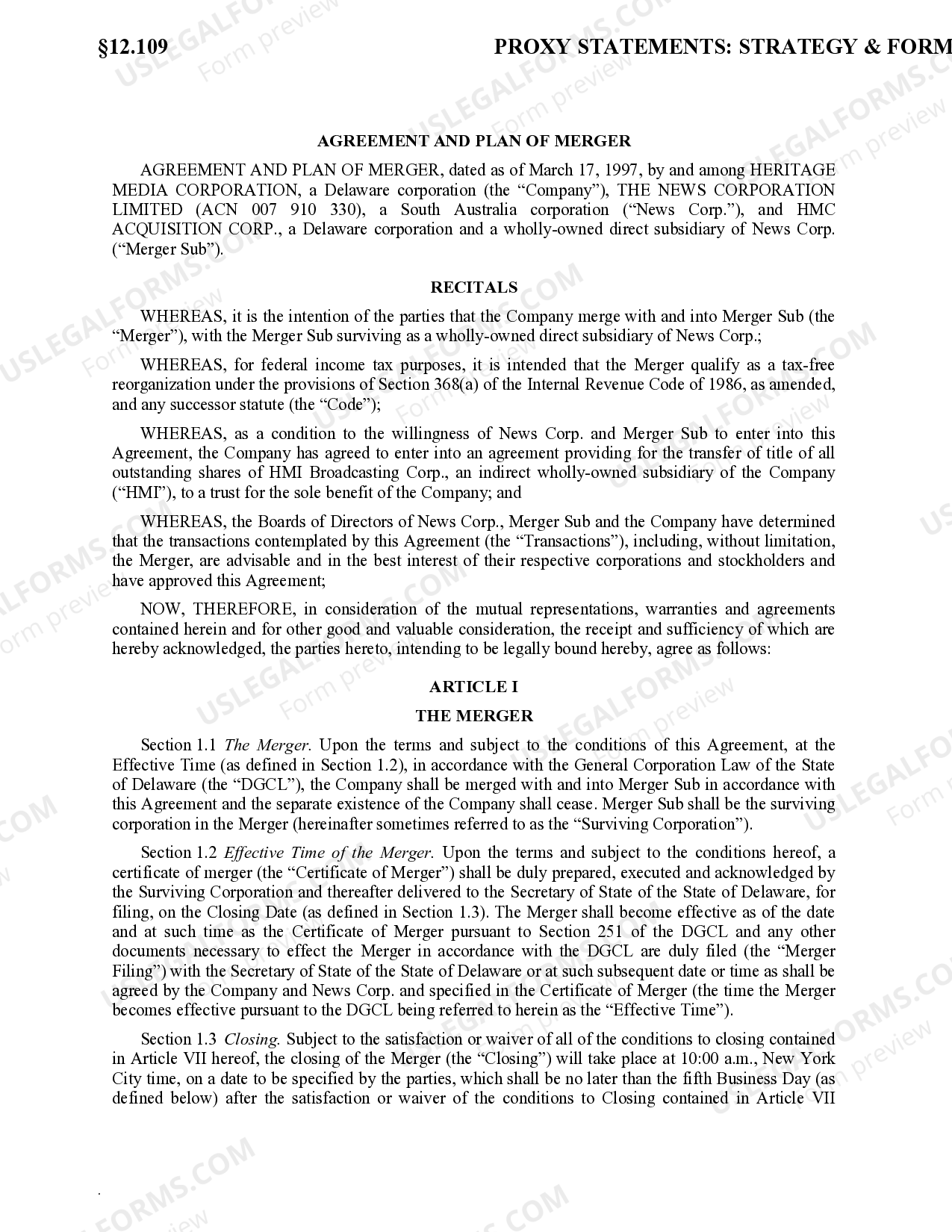 Agreement and Plan of Merger by The News Corporation Ltd, HMC ...