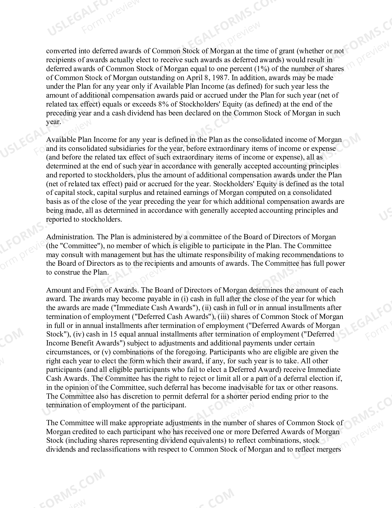 Proposed Additional Compensation Plan with copy of plan | US Legal Forms