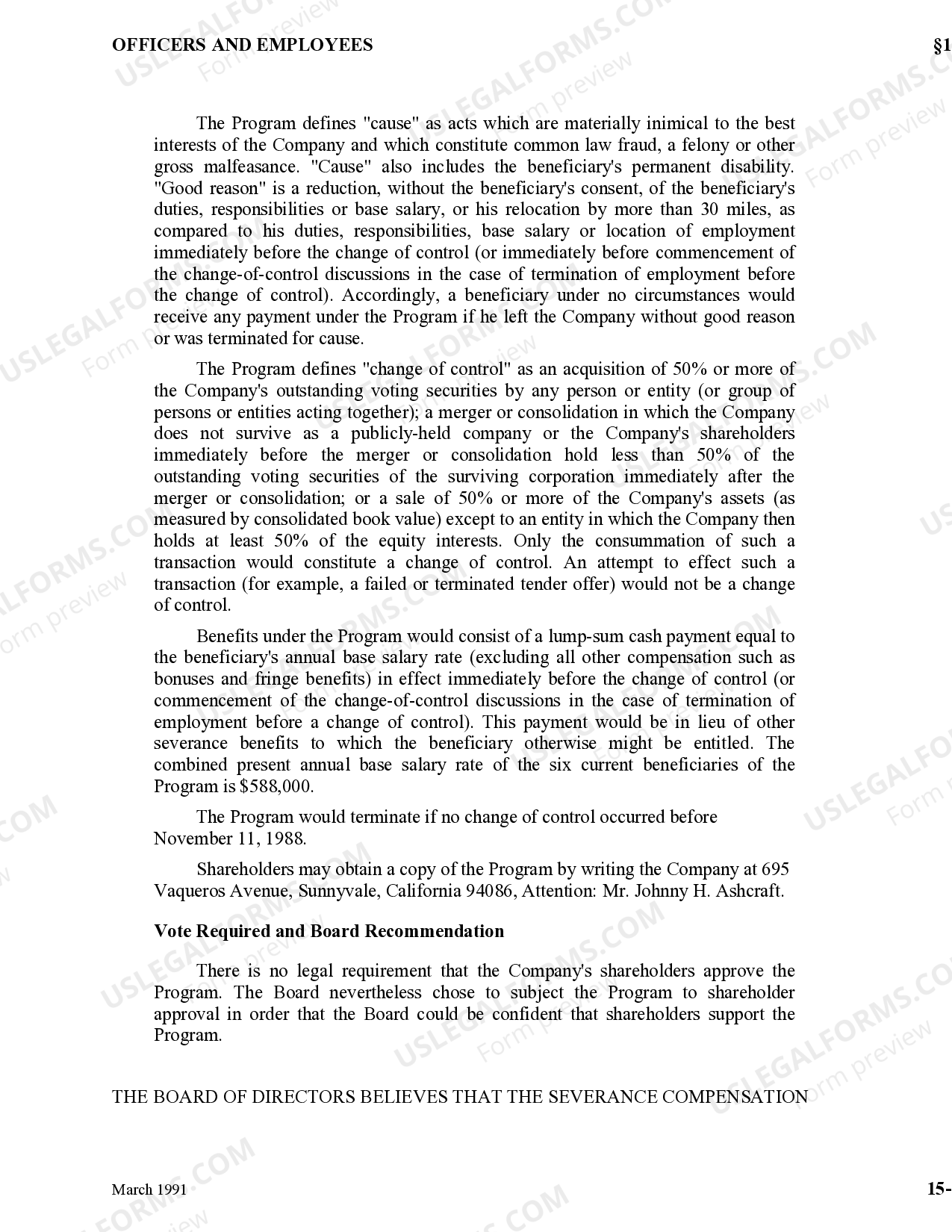 Severance Compensation Program - Compensation Program | US Legal Forms