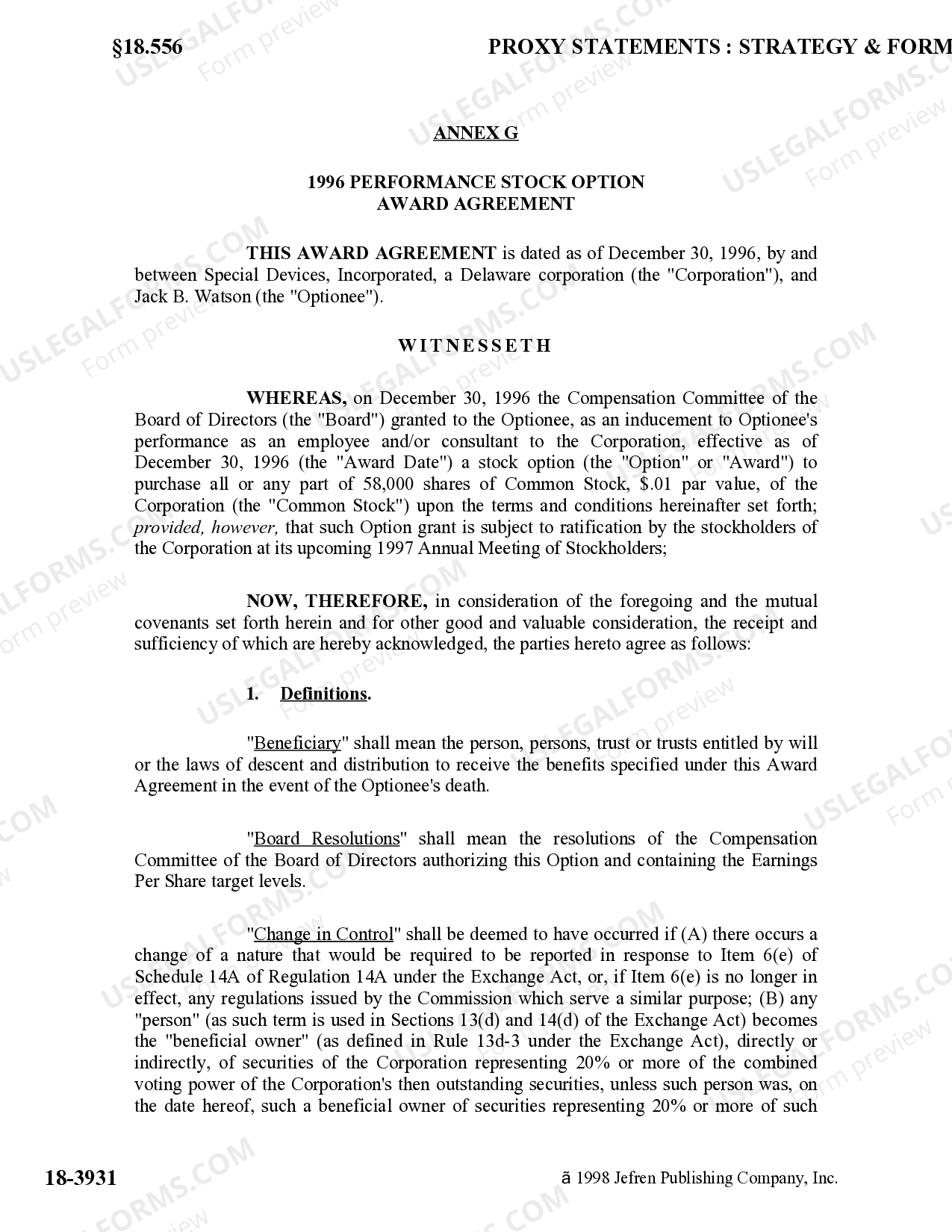 Award Agreement Contract For Dps