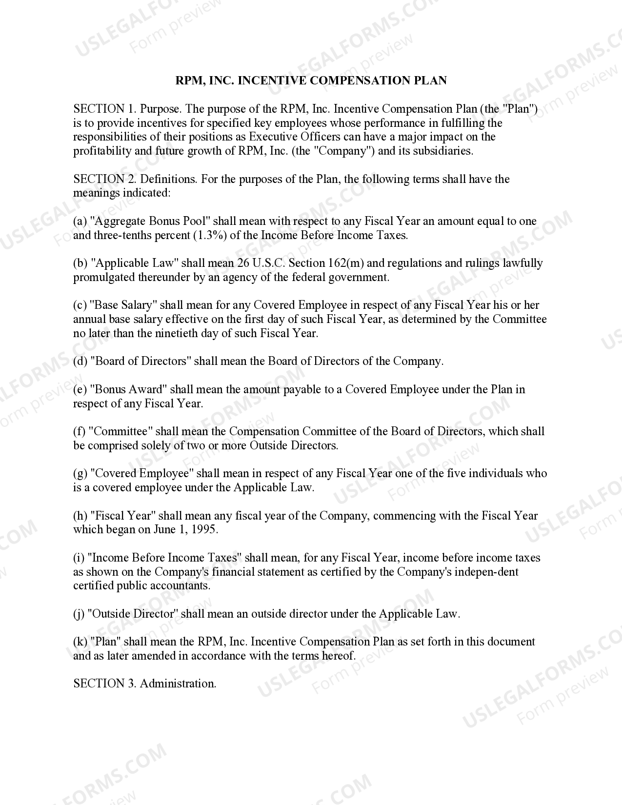 Incentive Compensation Plan | US Legal Forms