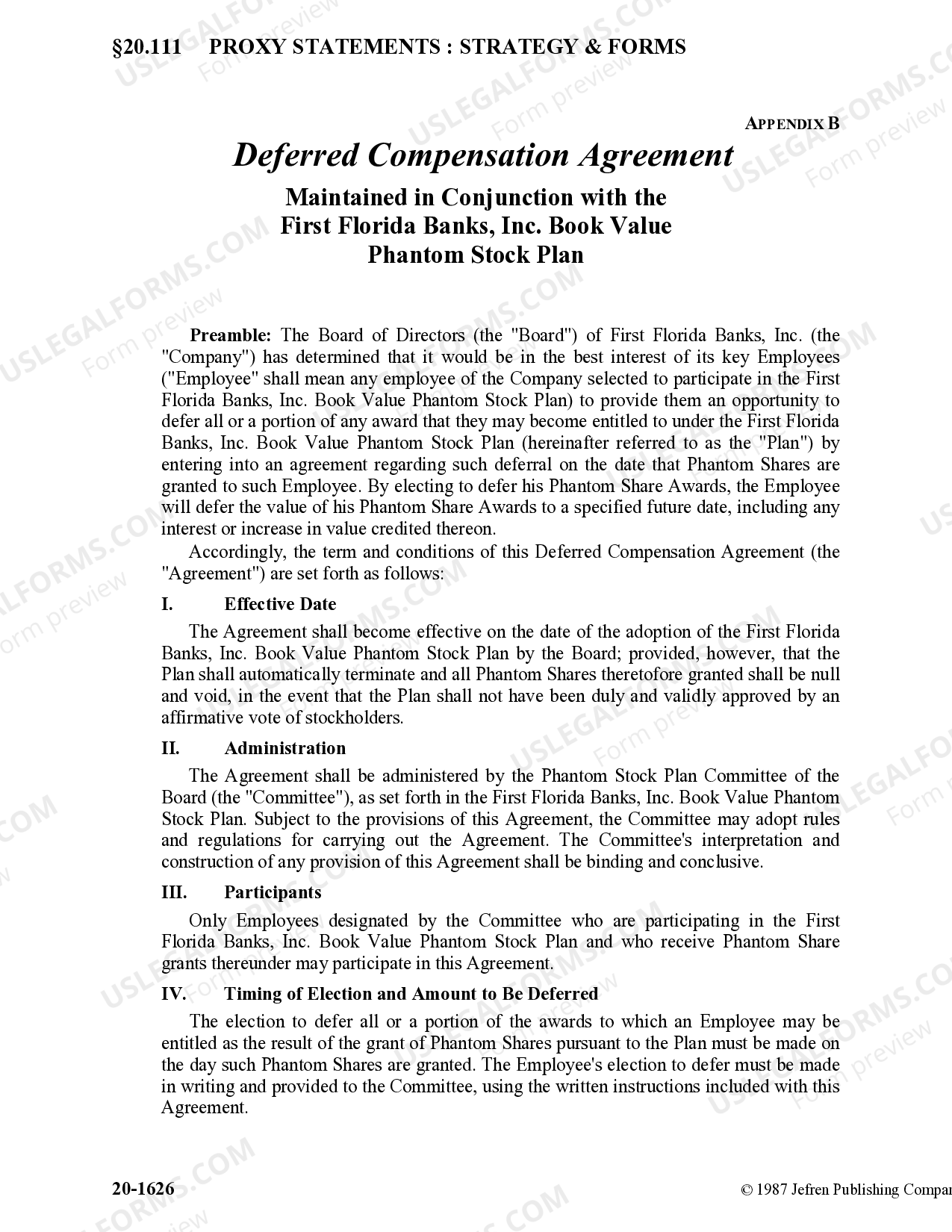 Deferred Compensation Agreement by First Florida Bank, Inc - Deferred ...