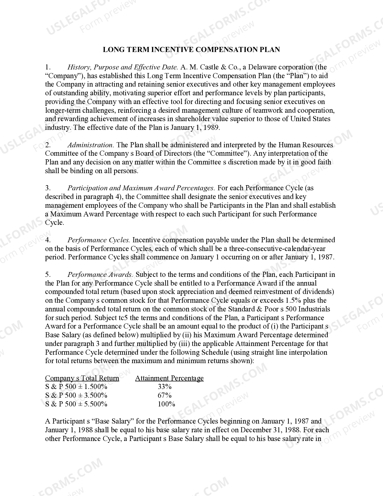 Long Term Incentive Compensation Plan of A.M. Castle and Co ...