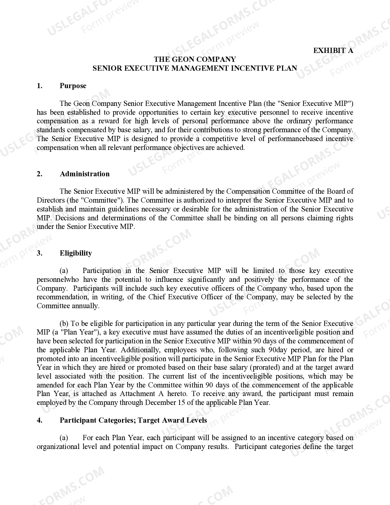 Senior Executive Management Incentive Plan with attachments for The ...