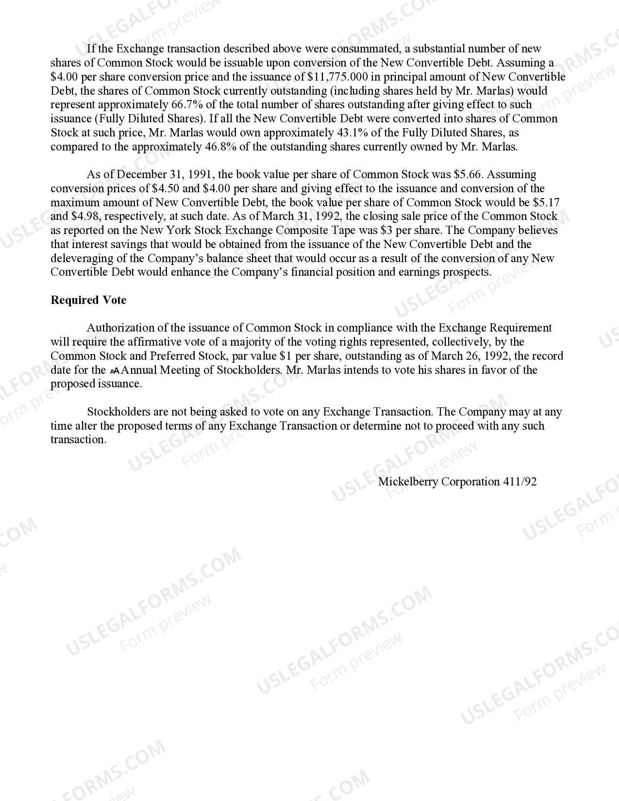 Proposed issuance of common stock - Issuance Stock | US Legal Forms