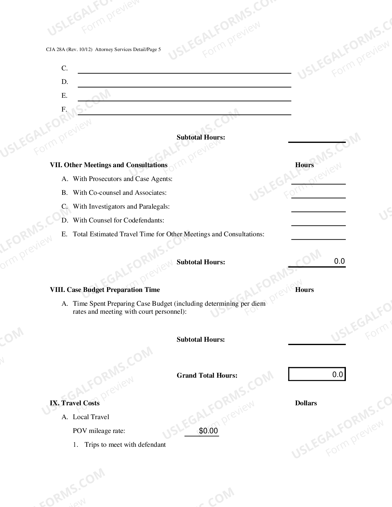 Attorney Services Detailed Budget Worksheet for Non-capital ...