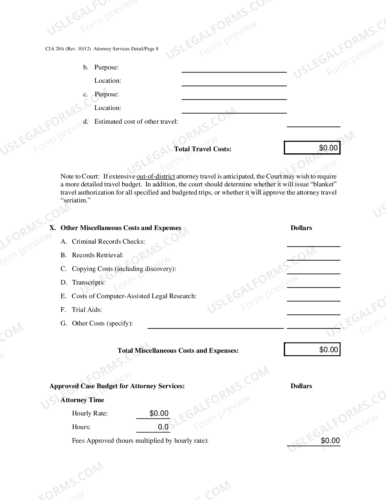 Attorney Services Detailed Budget Worksheet for Non-capital ...