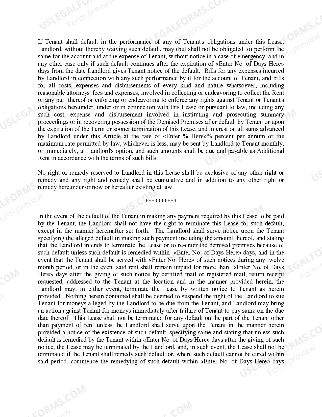 Default Clause | US Legal Forms