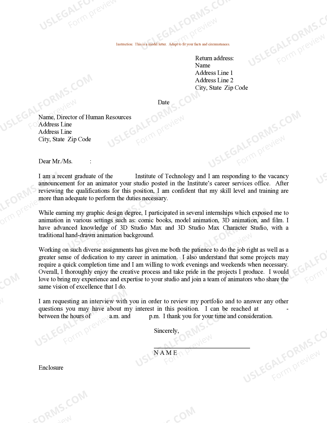 Michigan Resume Cover Letter for Animator - Animator Cover Letter | US ...