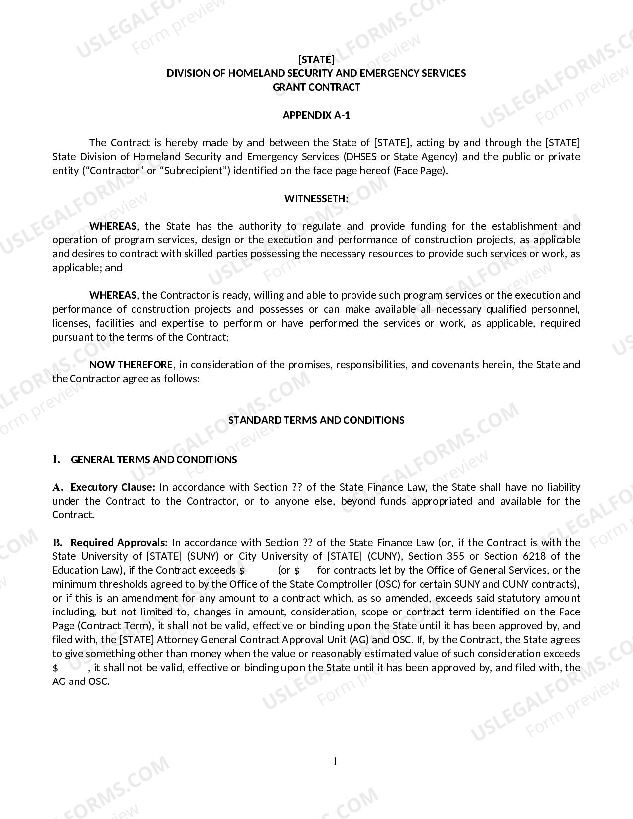 Division of Homeland Security and Emergency Services Grant Contract ...