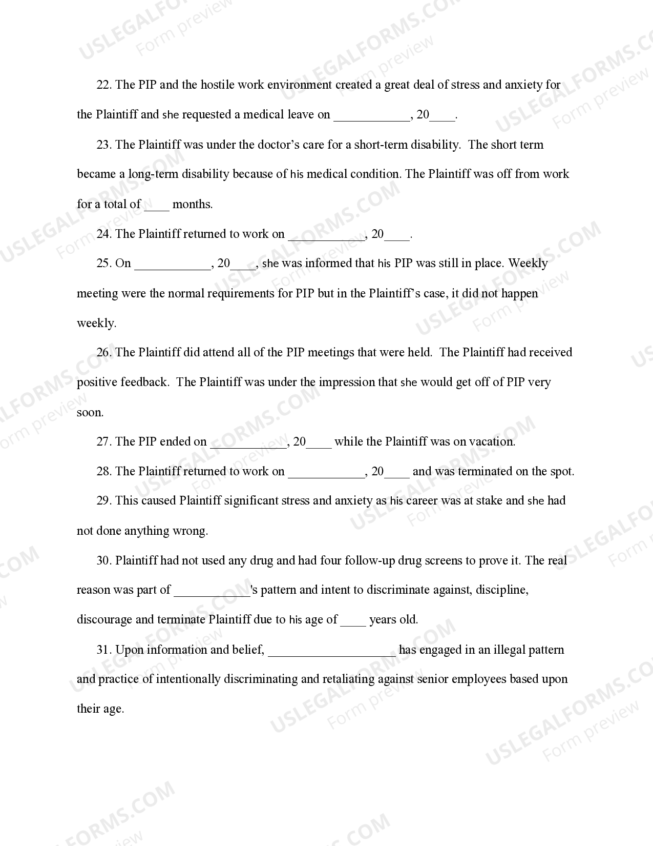 Complaint to remedy discrimination in violation of the ADEA | US Legal ...