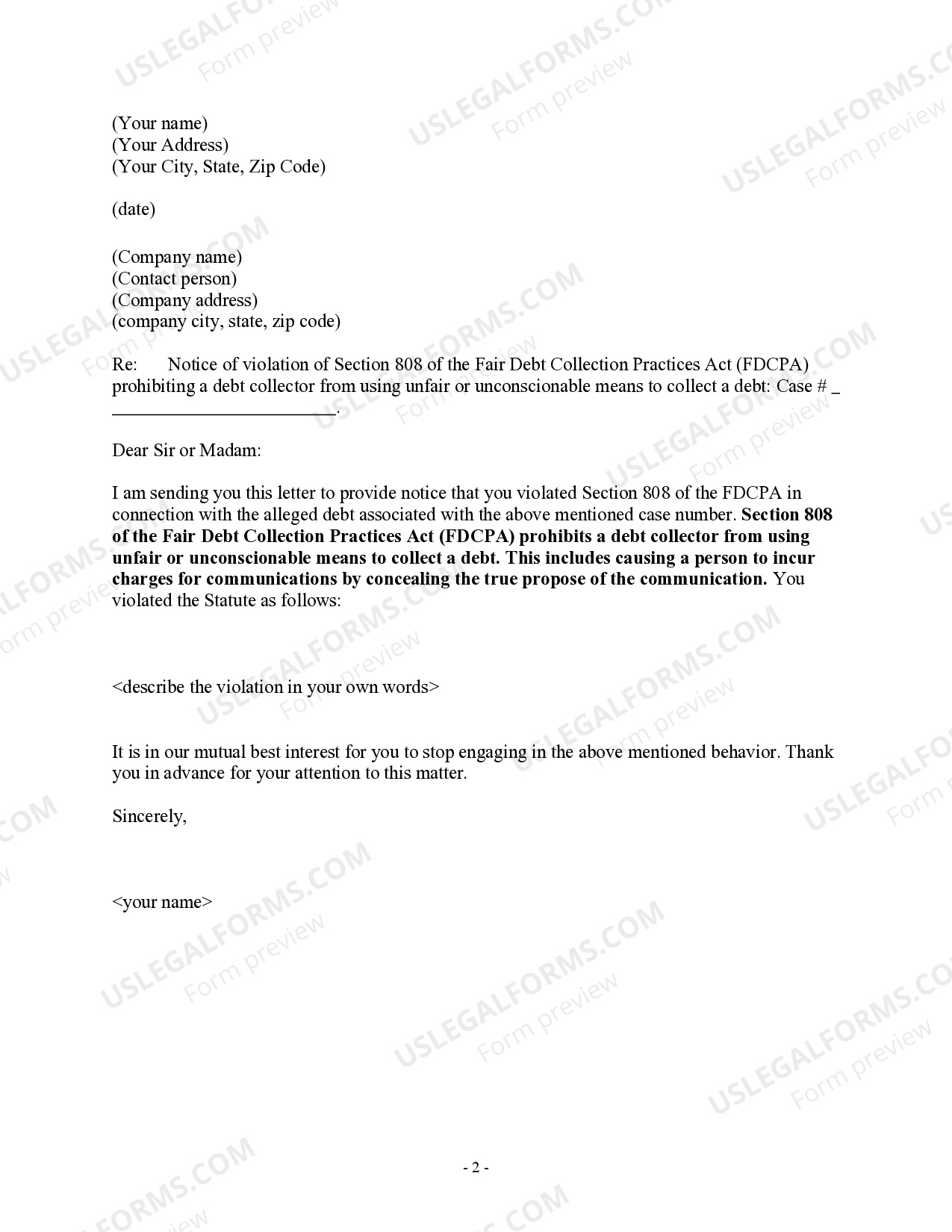 Mississippi Notice to Debt Collector - Debt Incur | US Legal Forms