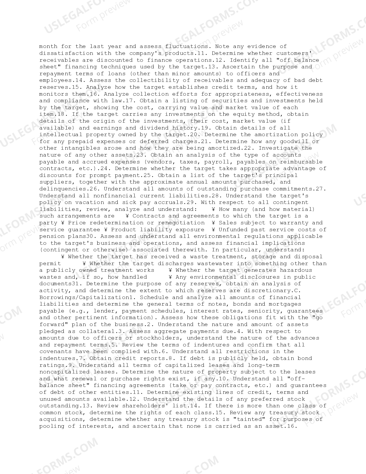 Questionnaire and Checklist | US Legal Forms