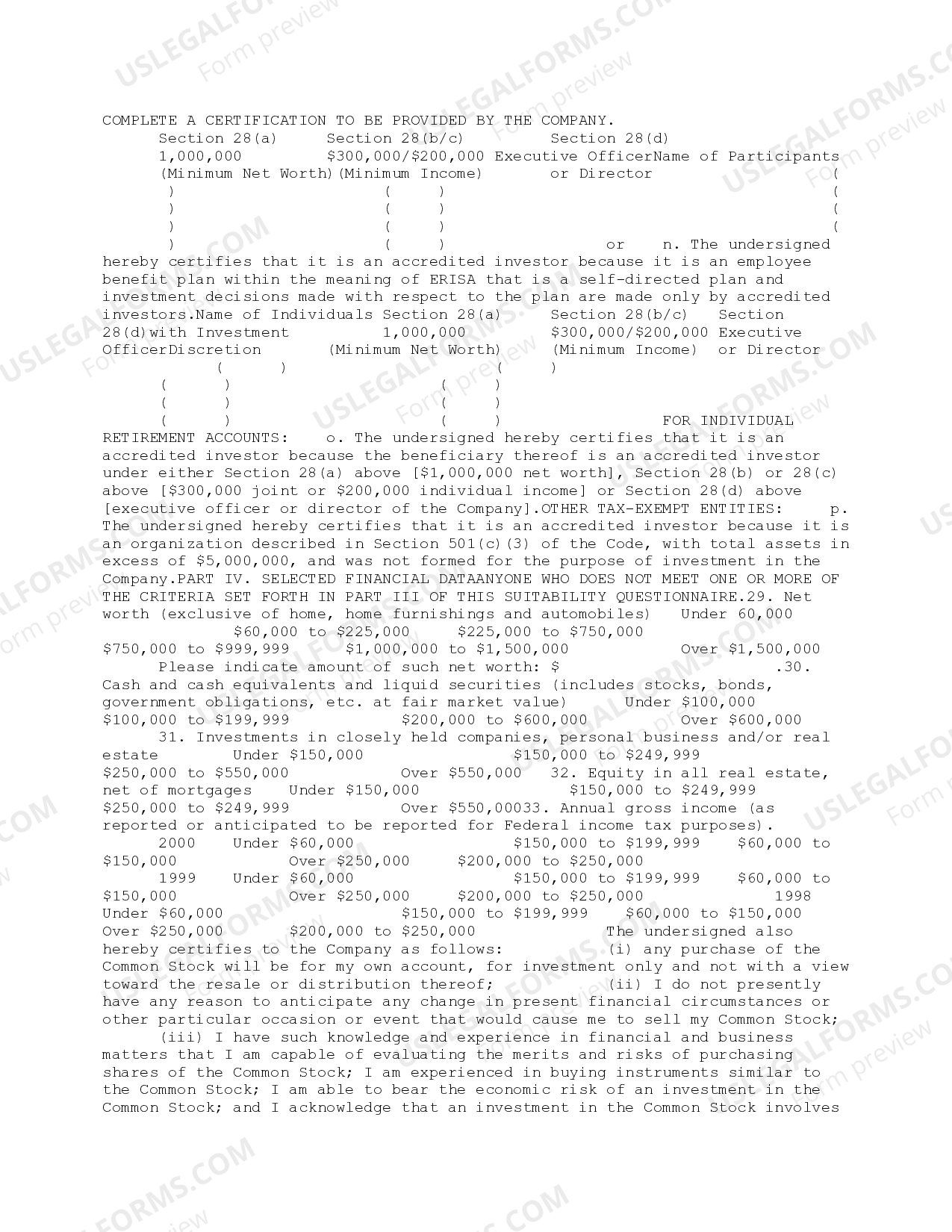 Louisiana Investor Suitability Questionnaire - Investor Suitability ...