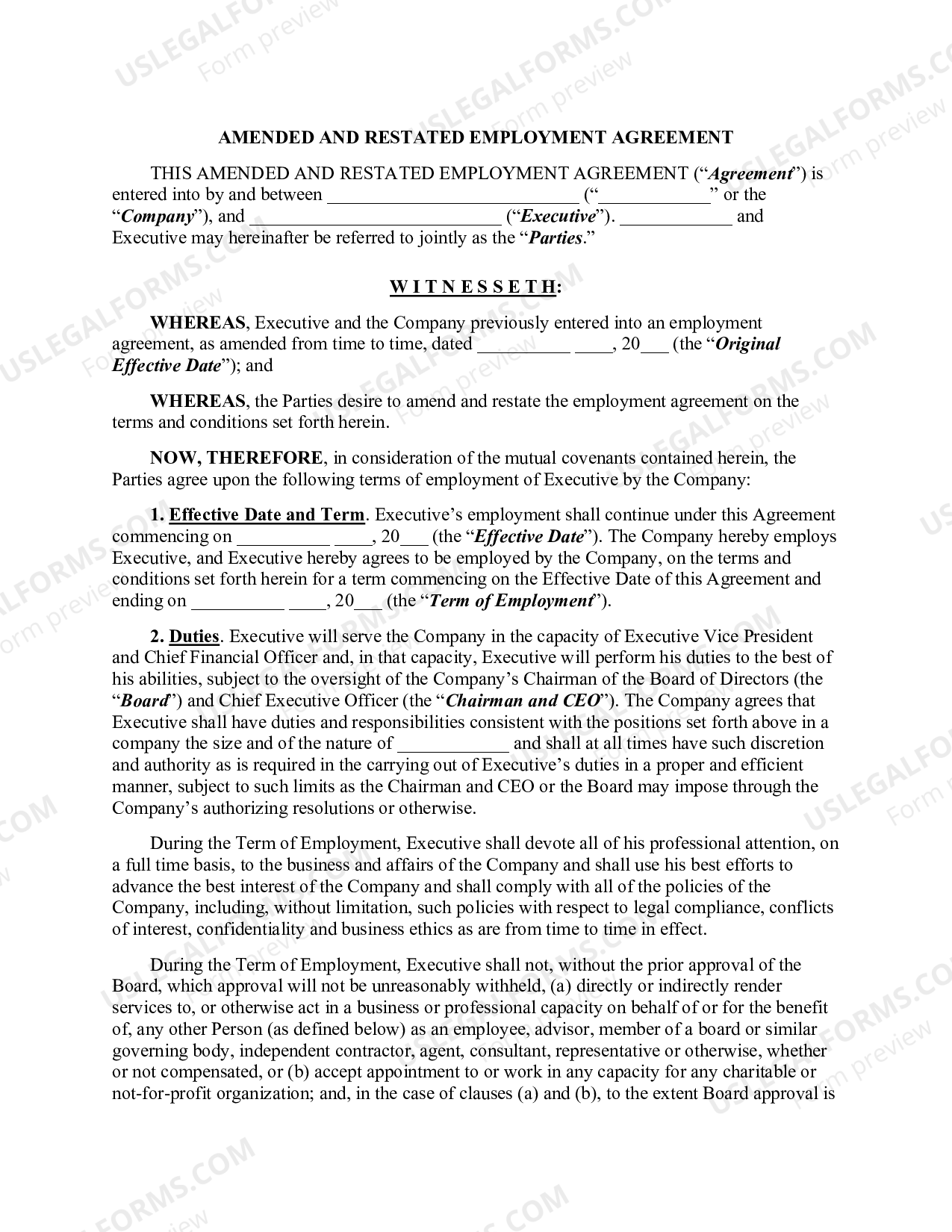 Amended and Restated Employment Agreement | US Legal Forms