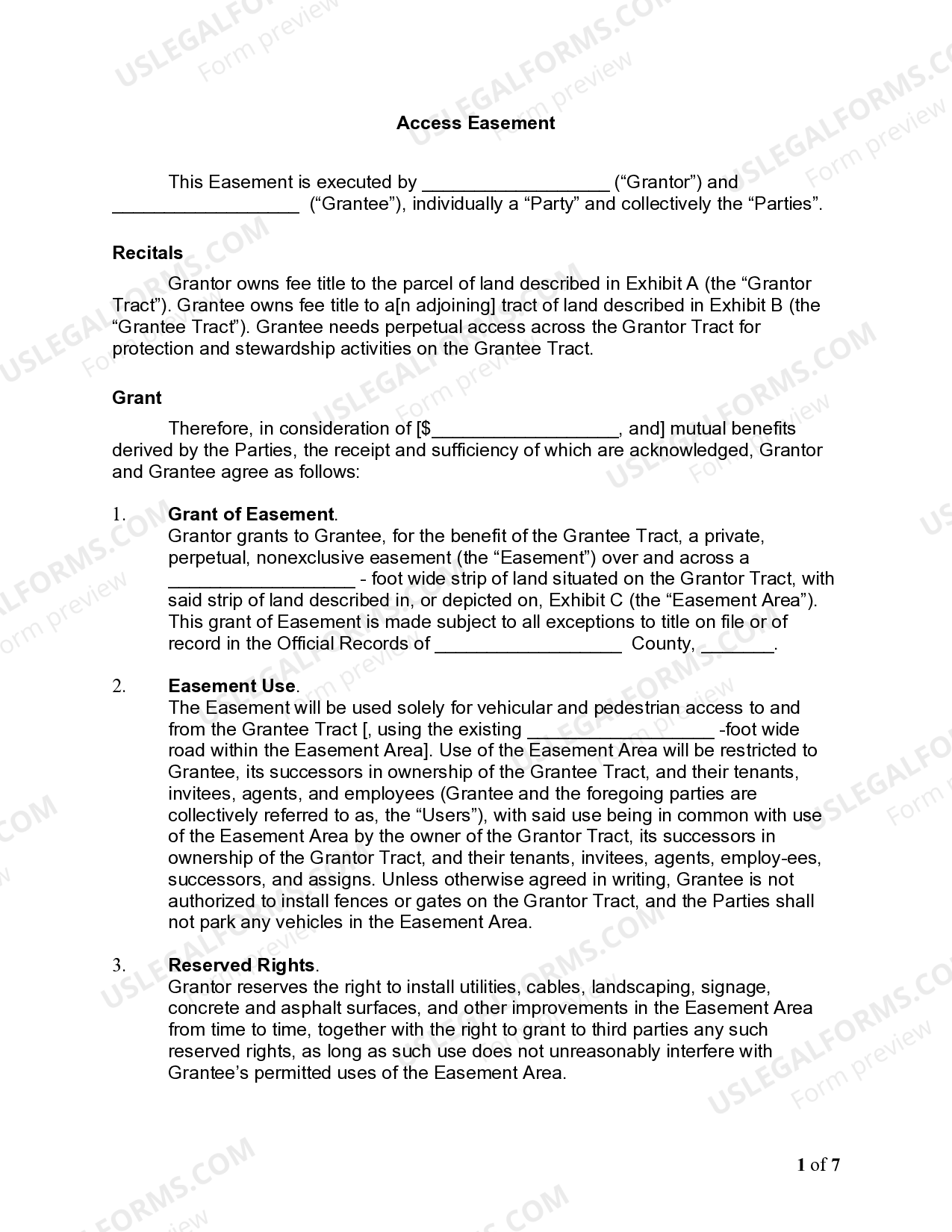 Access Easement | US Legal Forms