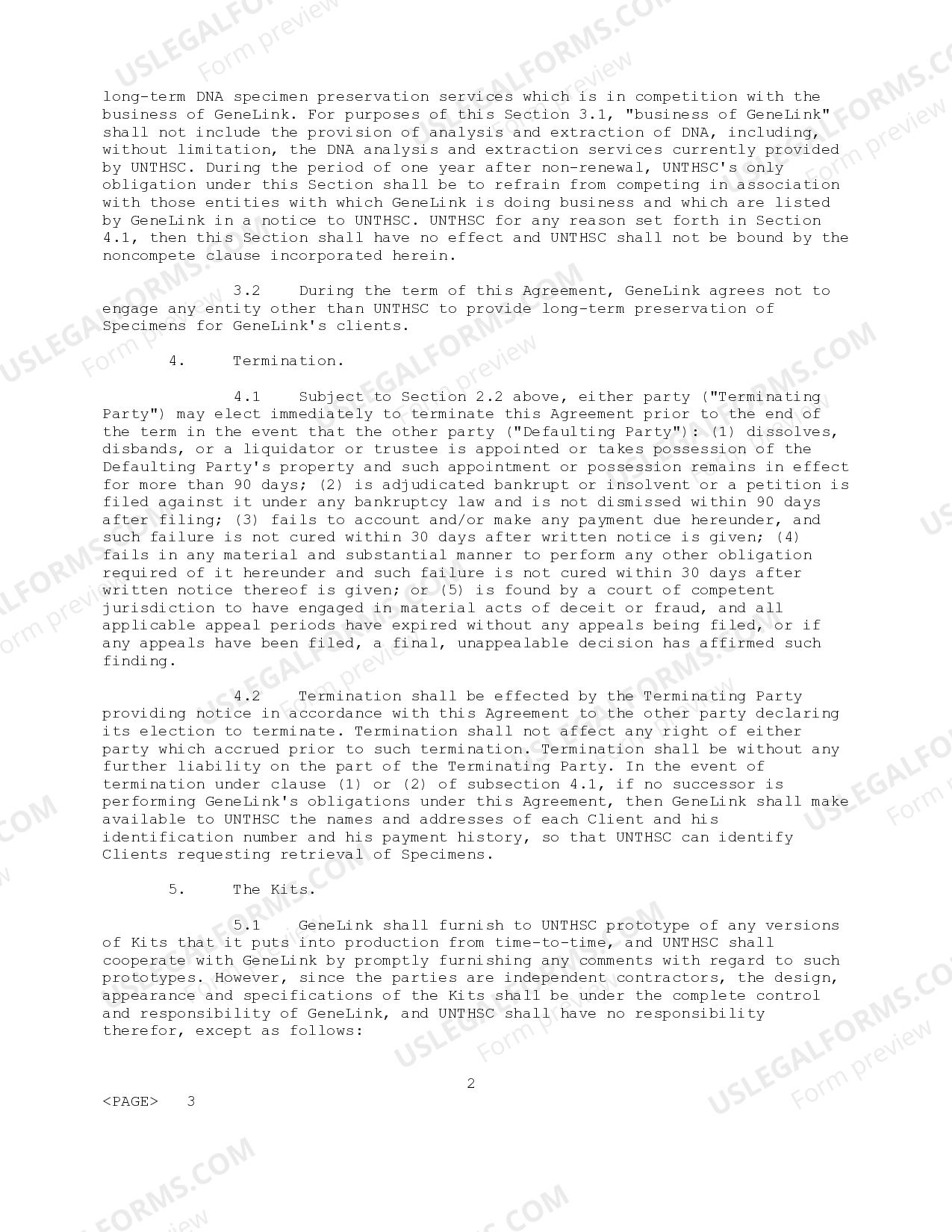 Specimen Repository Agreement | US Legal Forms