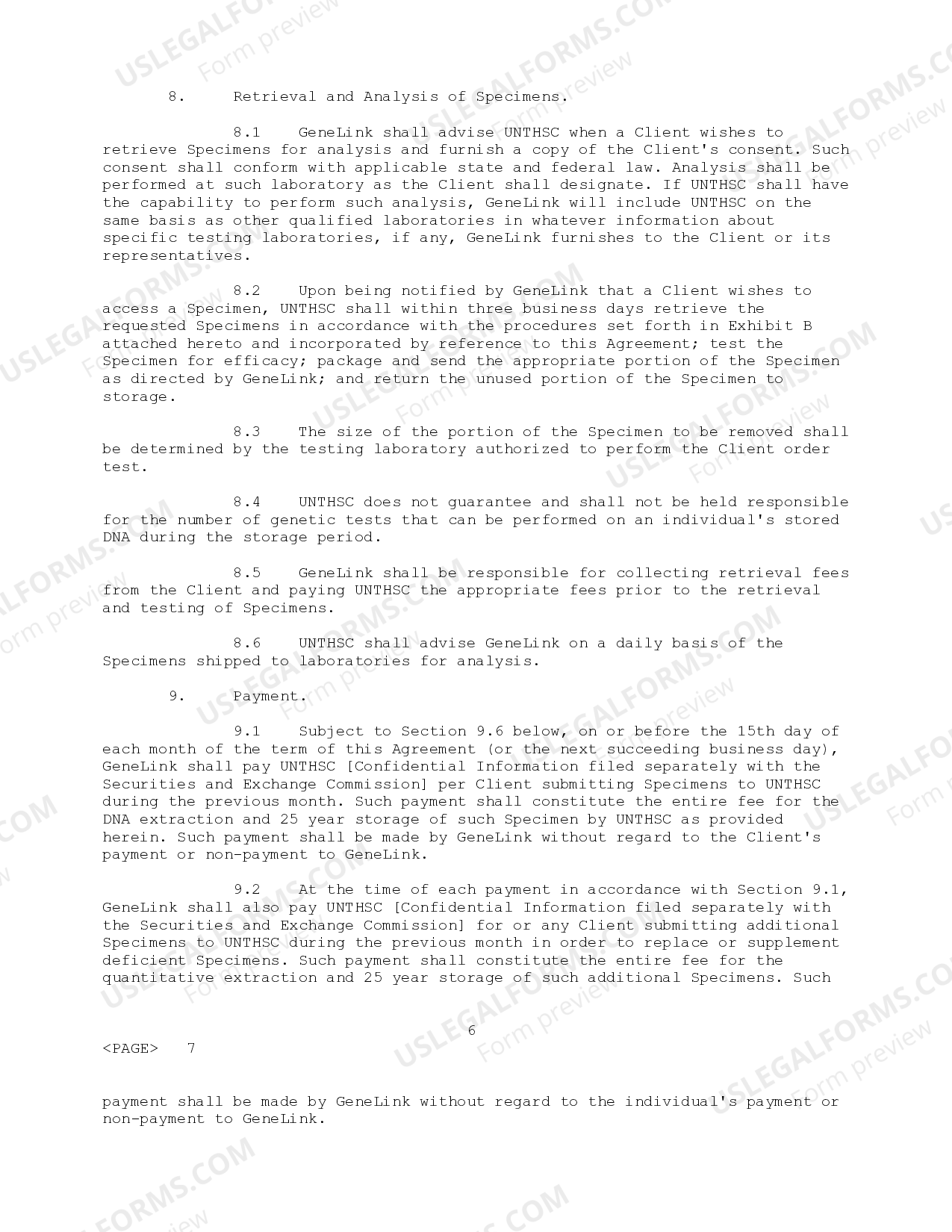 Specimen Repository Agreement | US Legal Forms