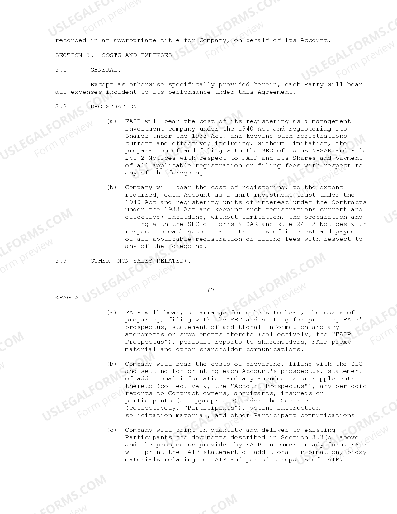 Participation Agreement Form | US Legal Forms