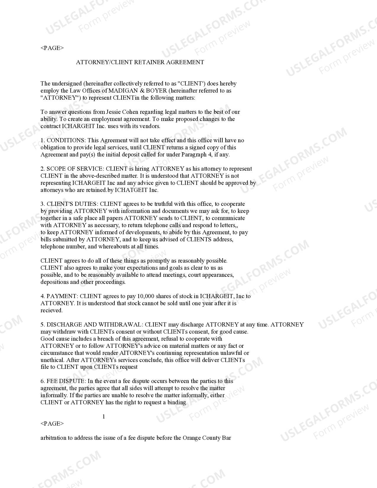 Retainer Agreement For Expert Witness | US Legal Forms