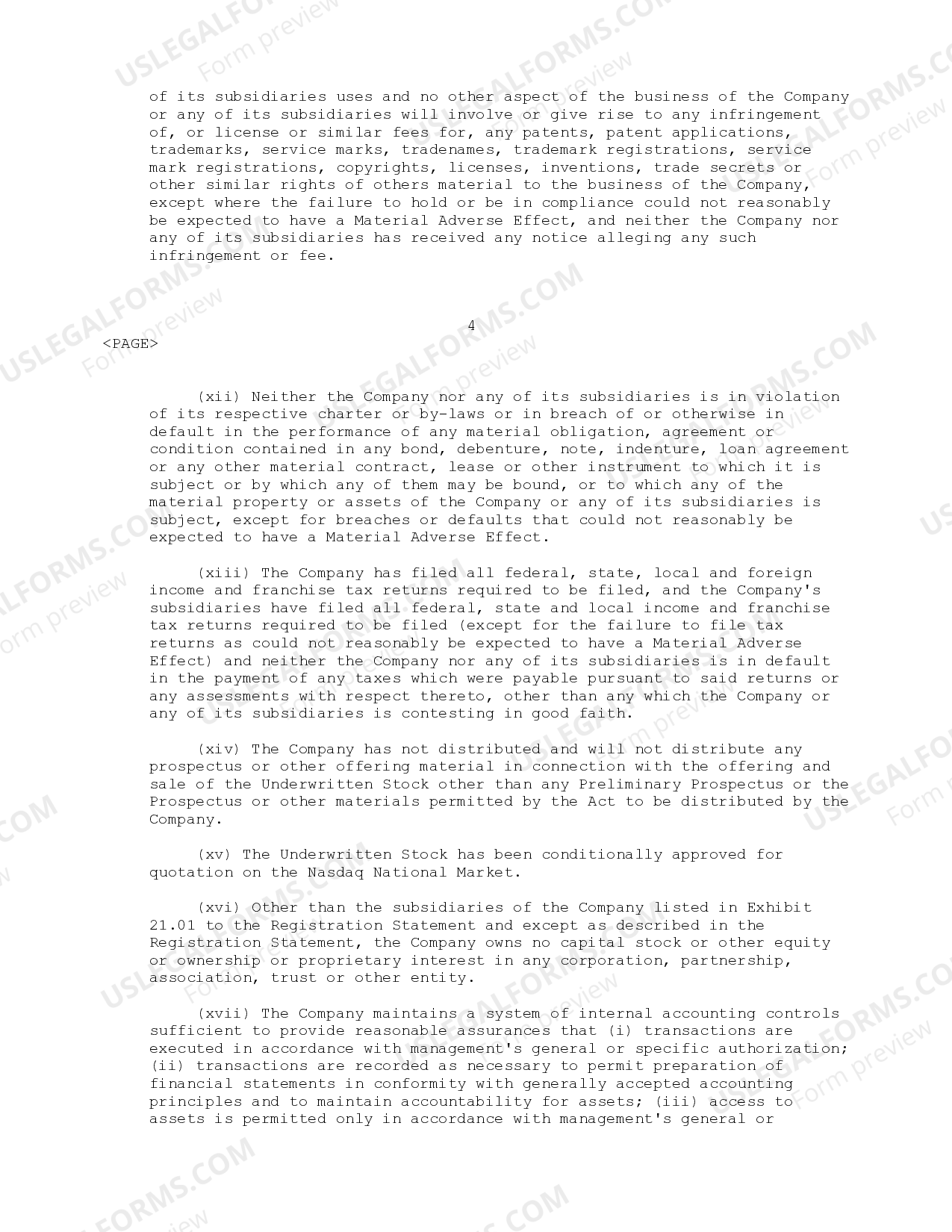 Underwriting Agreement Purchase For Shares | US Legal Forms
